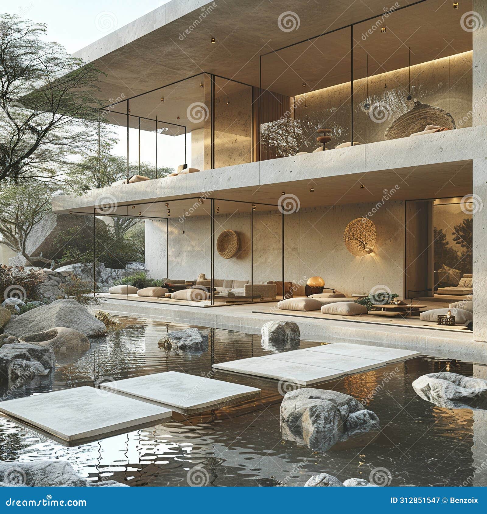 Architectural Masterpiece Showcasing Zen Minimalism Stock Image - Image ...