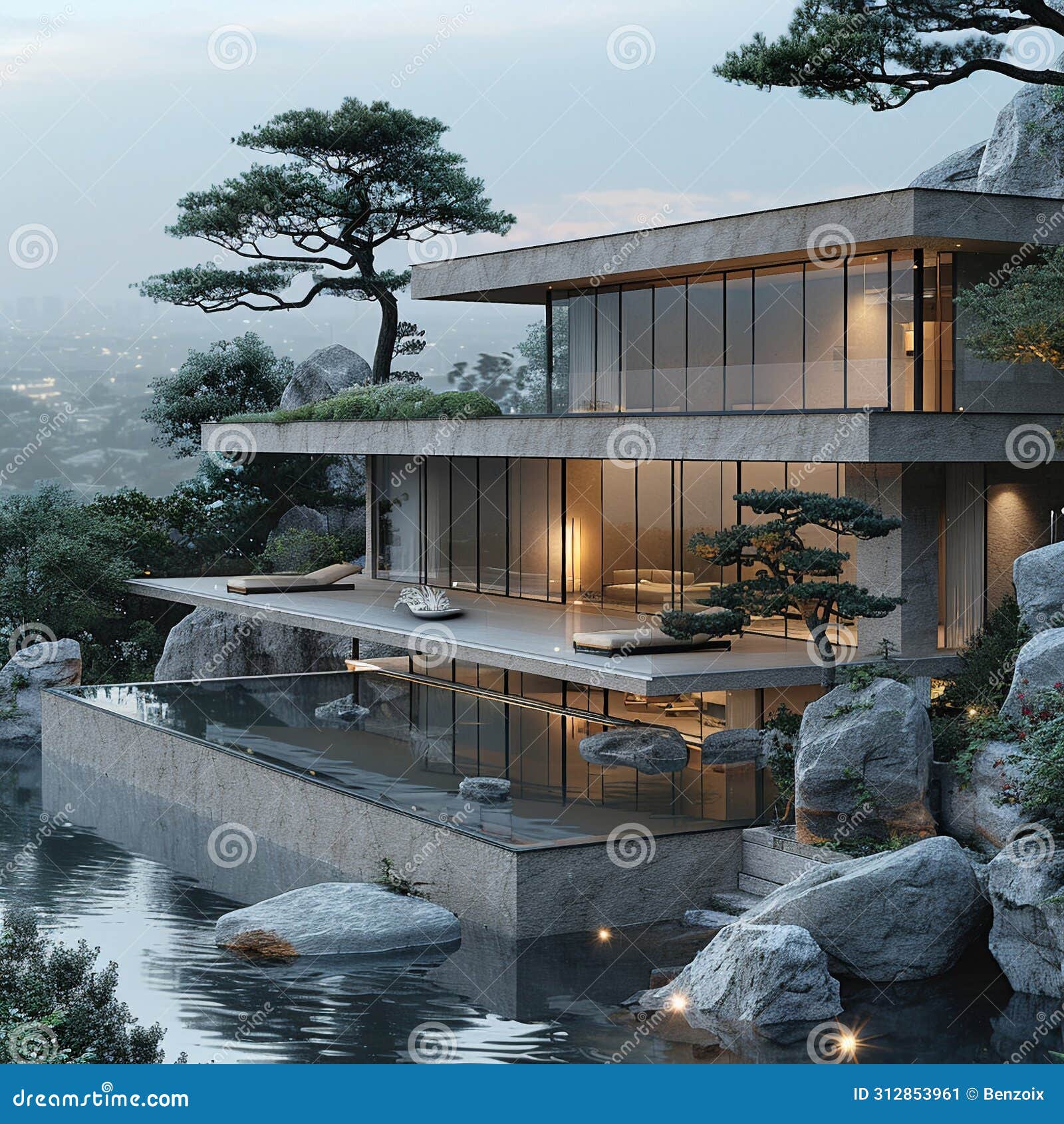 Architectural Masterpiece Showcasing Zen Minimalism Stock Image - Image ...