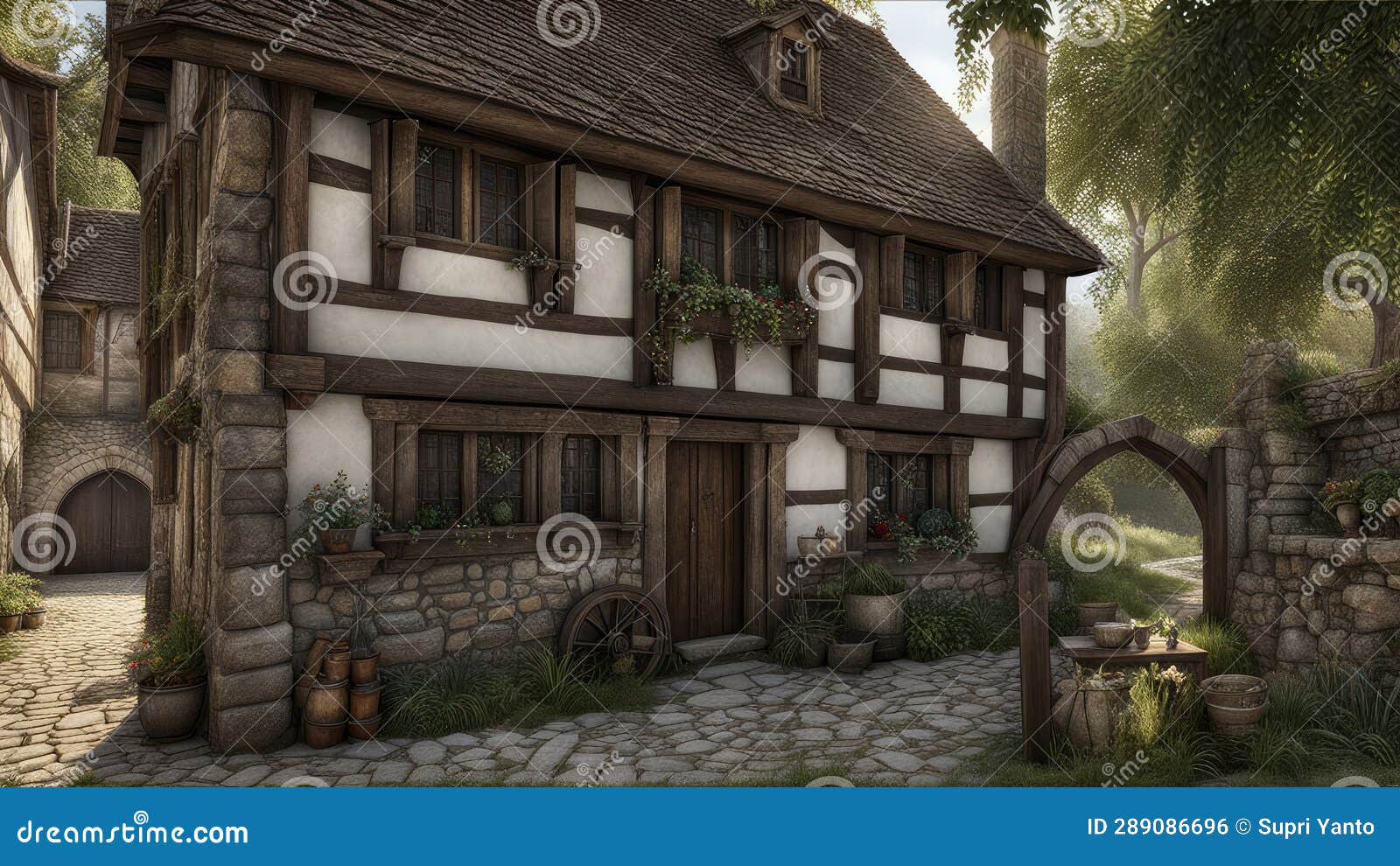 Architectural Medieval Old Building Environment Photorealistic Stock ...
