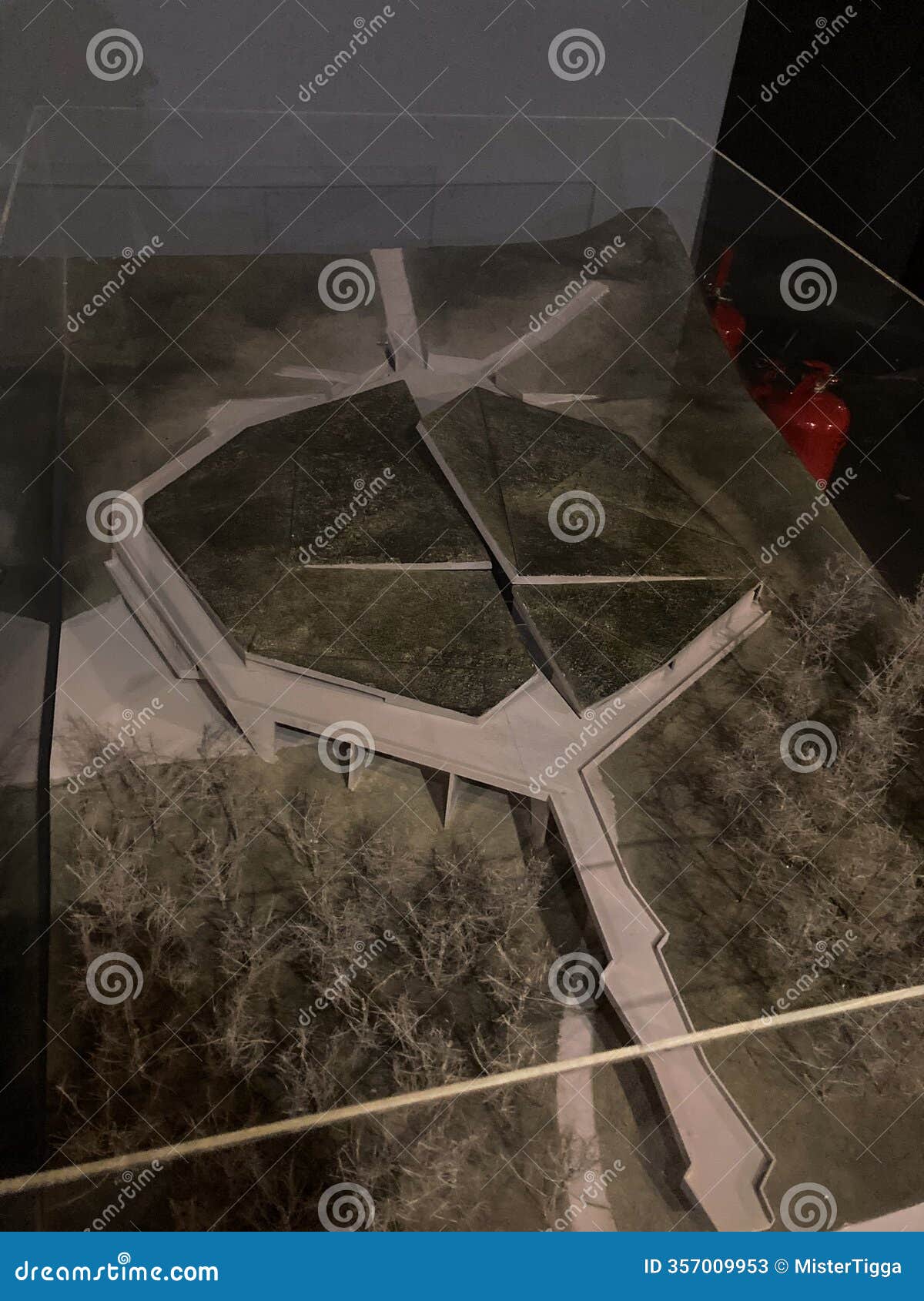 Architectural Model within Glass Casing, Multi-level Structure with ...