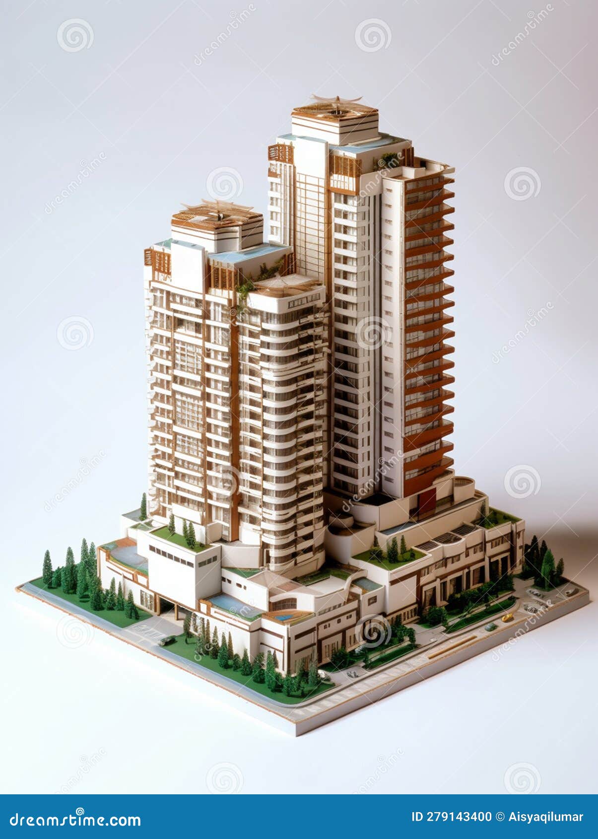 Architectural Model of a High Rise Condominium. Isolated on Plain ...