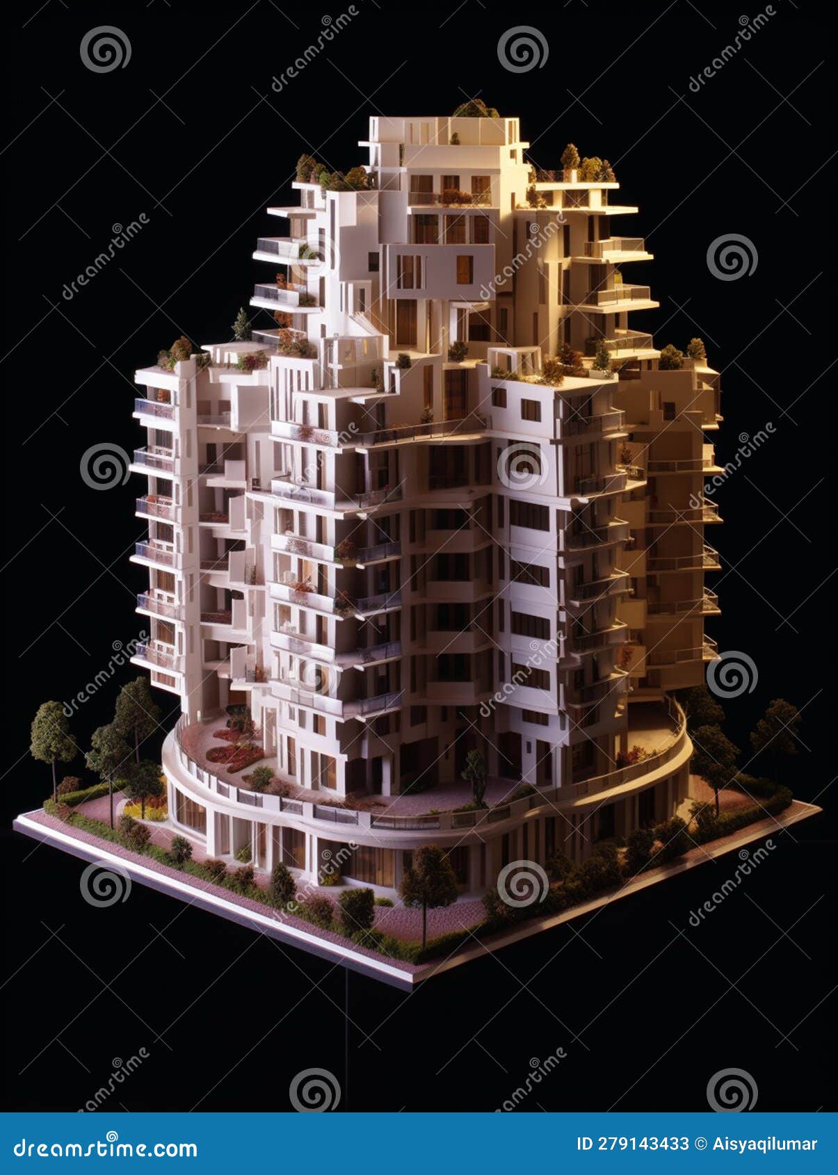 Architectural Model of a High Rise Condominium. Isolated on Plain ...