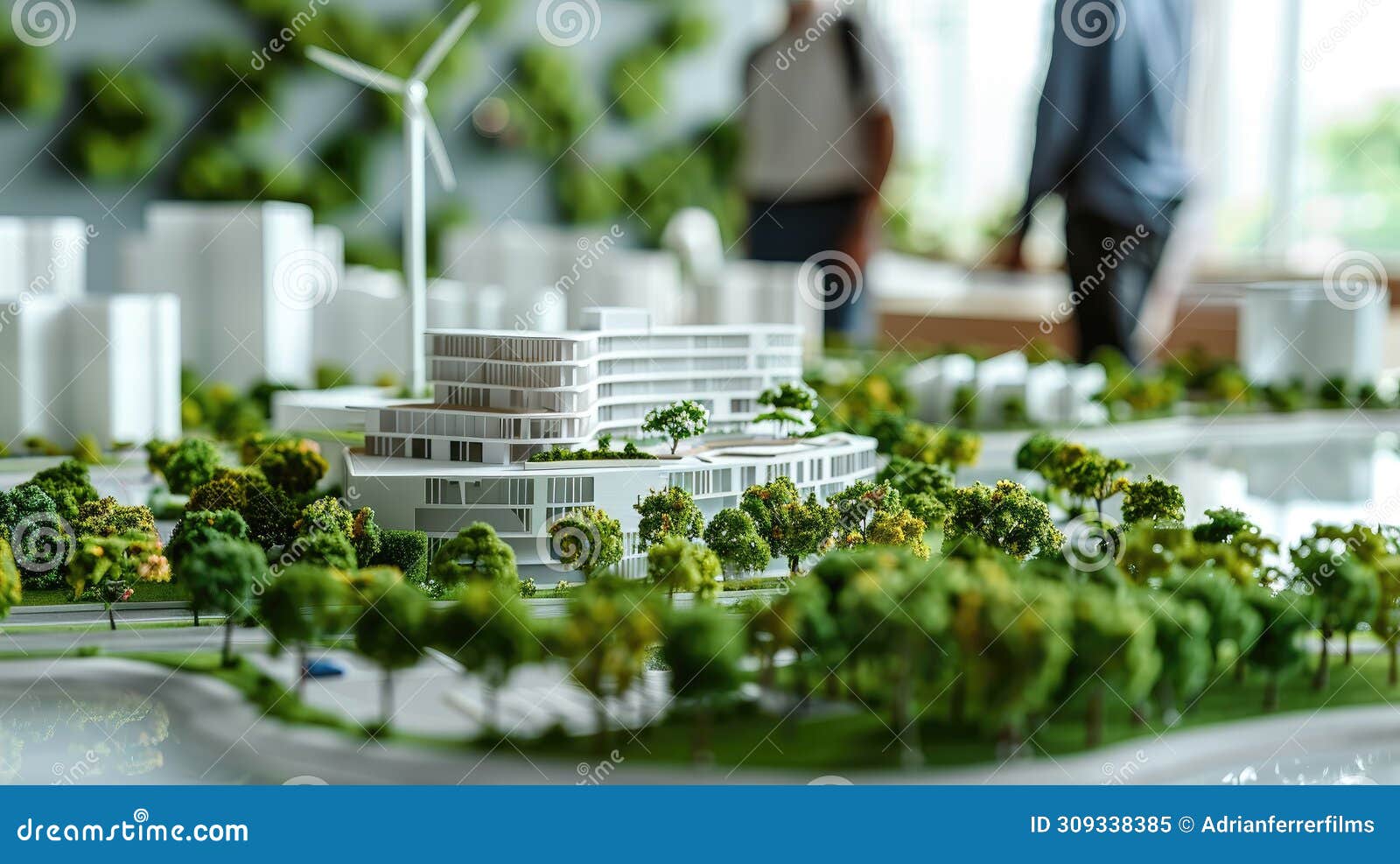 Architectural Model of a Modern Building with Surrounding Greenery and ...