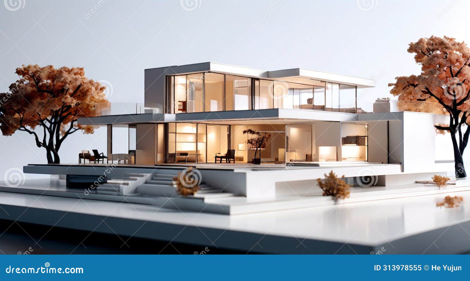 Architectural Model of Modern House on Display Stock Illustration ...