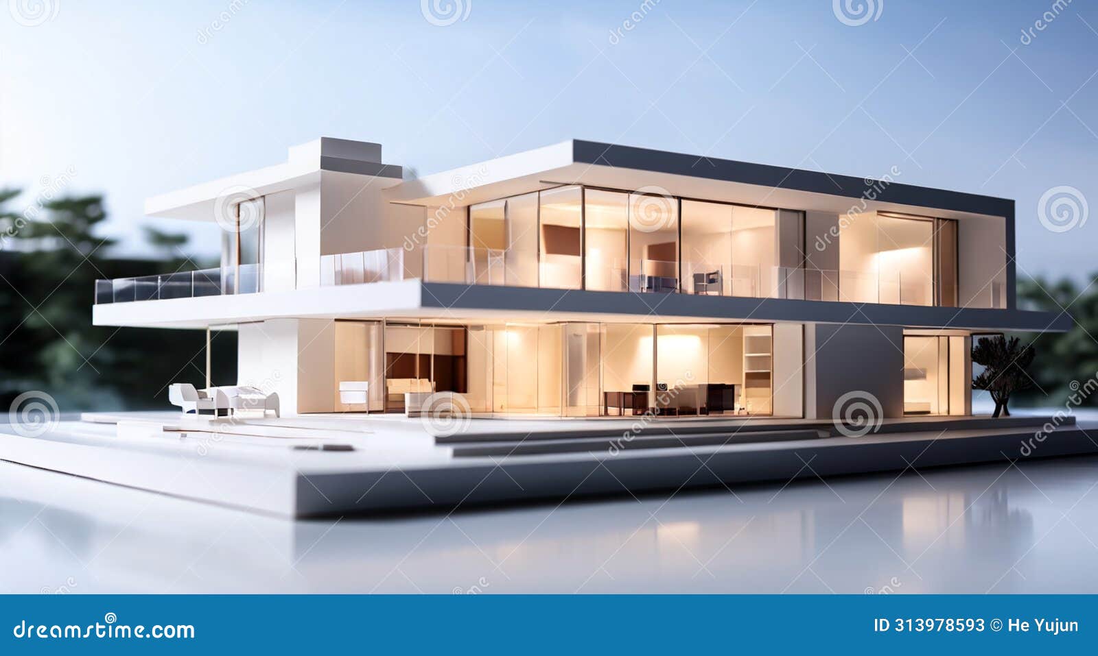 Architectural Model of Modern House on Display Stock Illustration ...