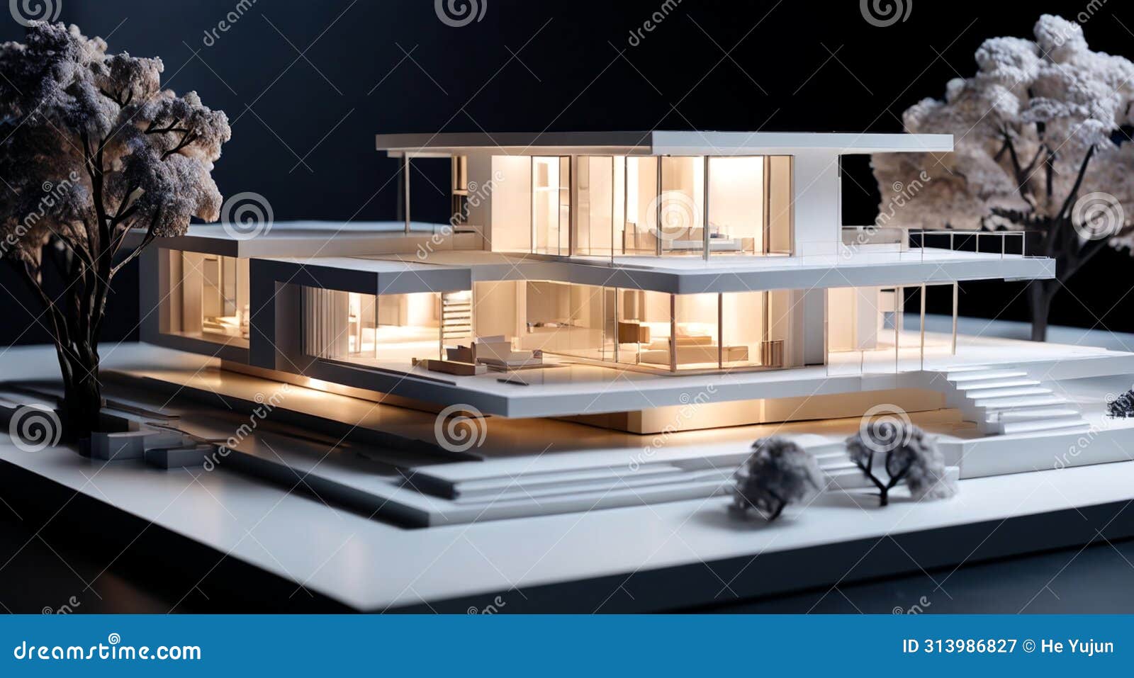 Architectural Model of Modern House on Display. Stock Illustration ...