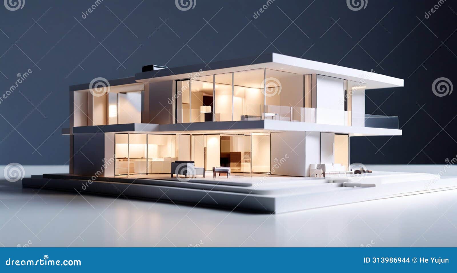 Architectural Model of Modern House on Display. Stock Photo - Image of ...