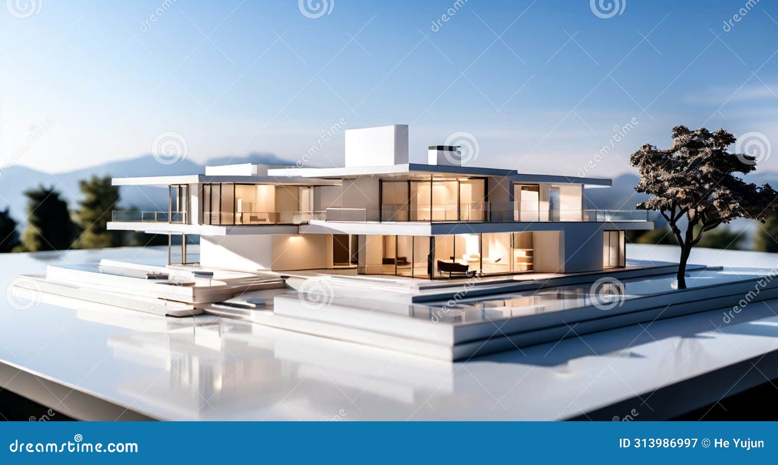 Architectural Model of Modern House on Display. Stock Image - Image of ...