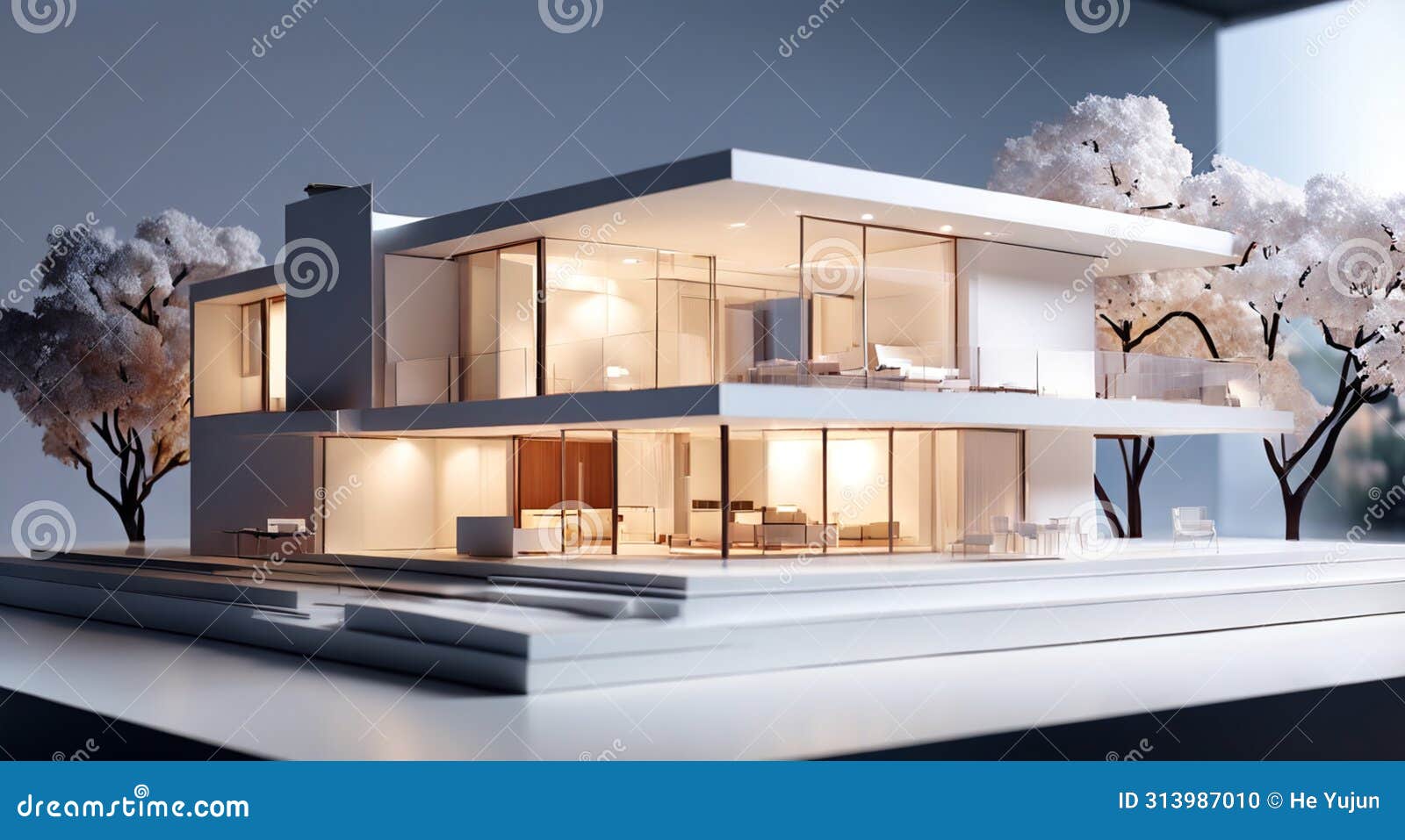 Architectural Model of Modern House on Display. Stock Photo - Image of ...