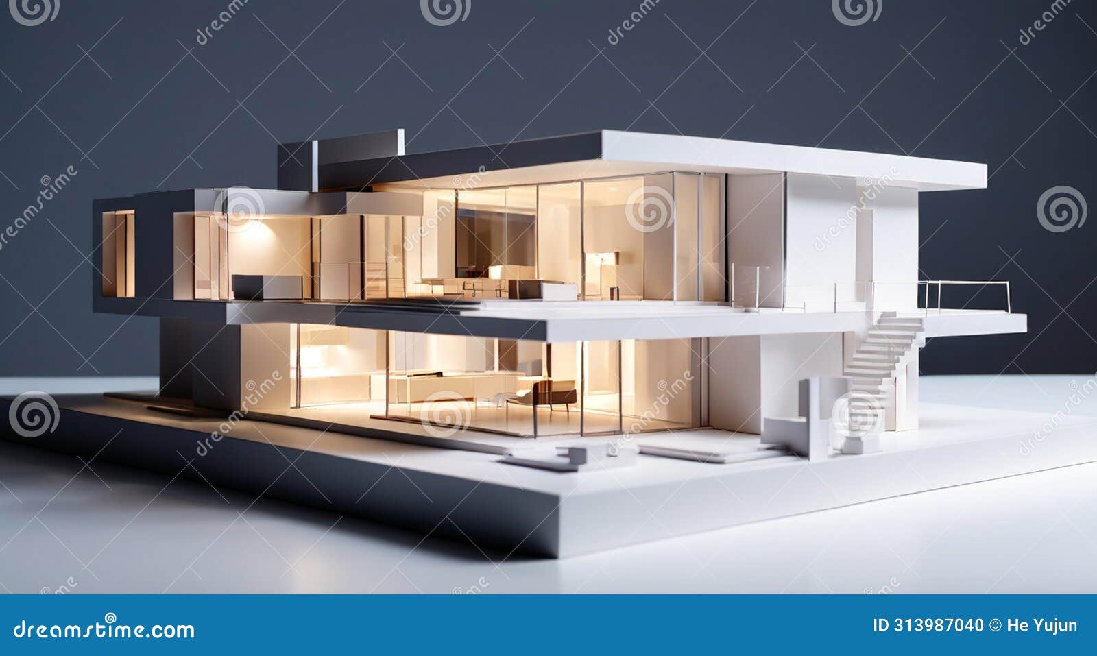 Architectural Model of Modern House on Display. Stock Photo - Image of ...