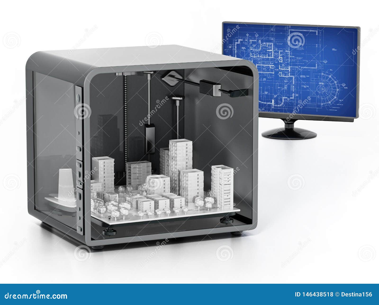 Architectural Model Printed in a 3D Printer. 3D Dimensional Stock ...