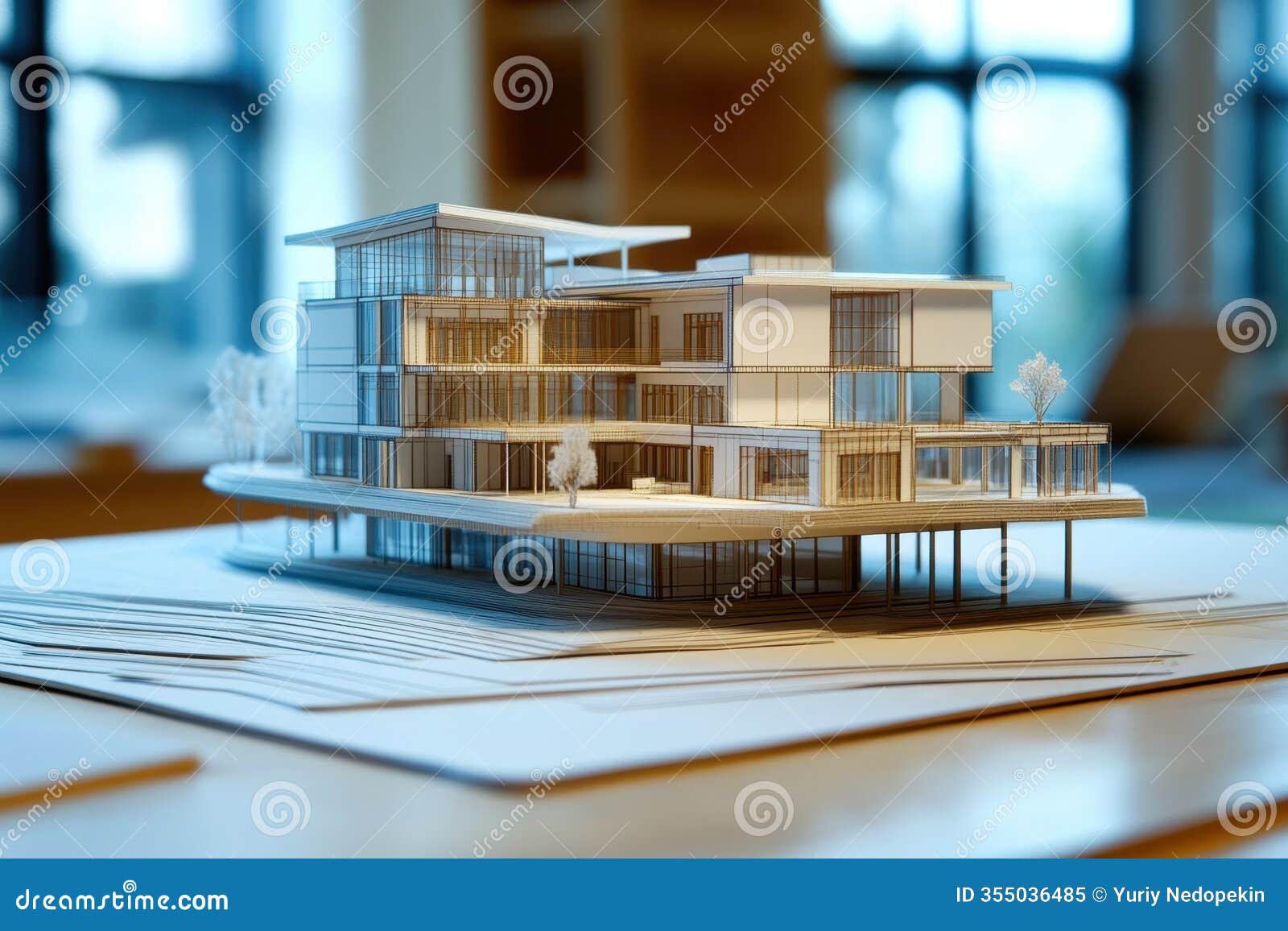 Architectural Model Showcasing Modern Multi-level Building Design in a ...