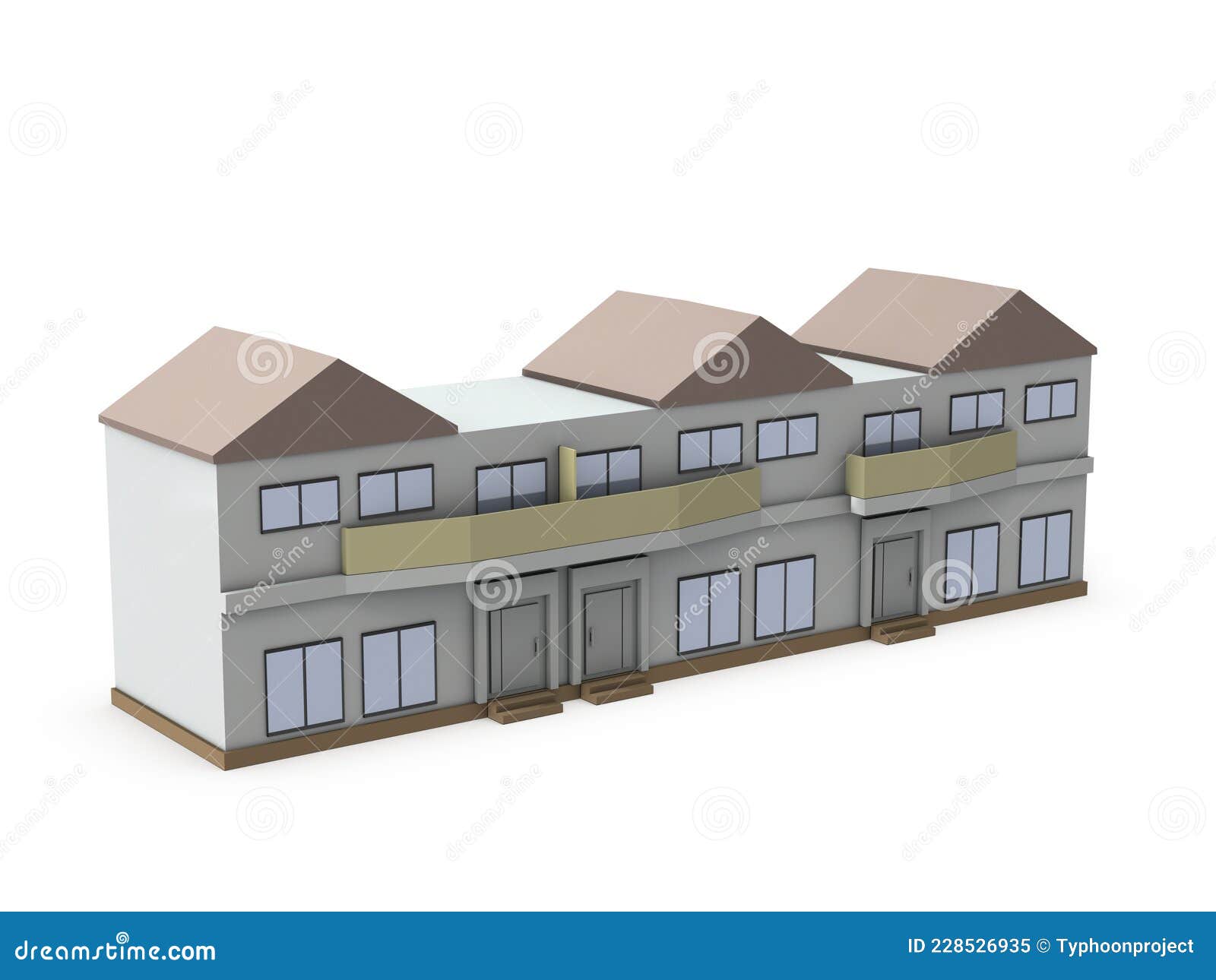 Architectural Model of a Terraced House. White Background Stock ...