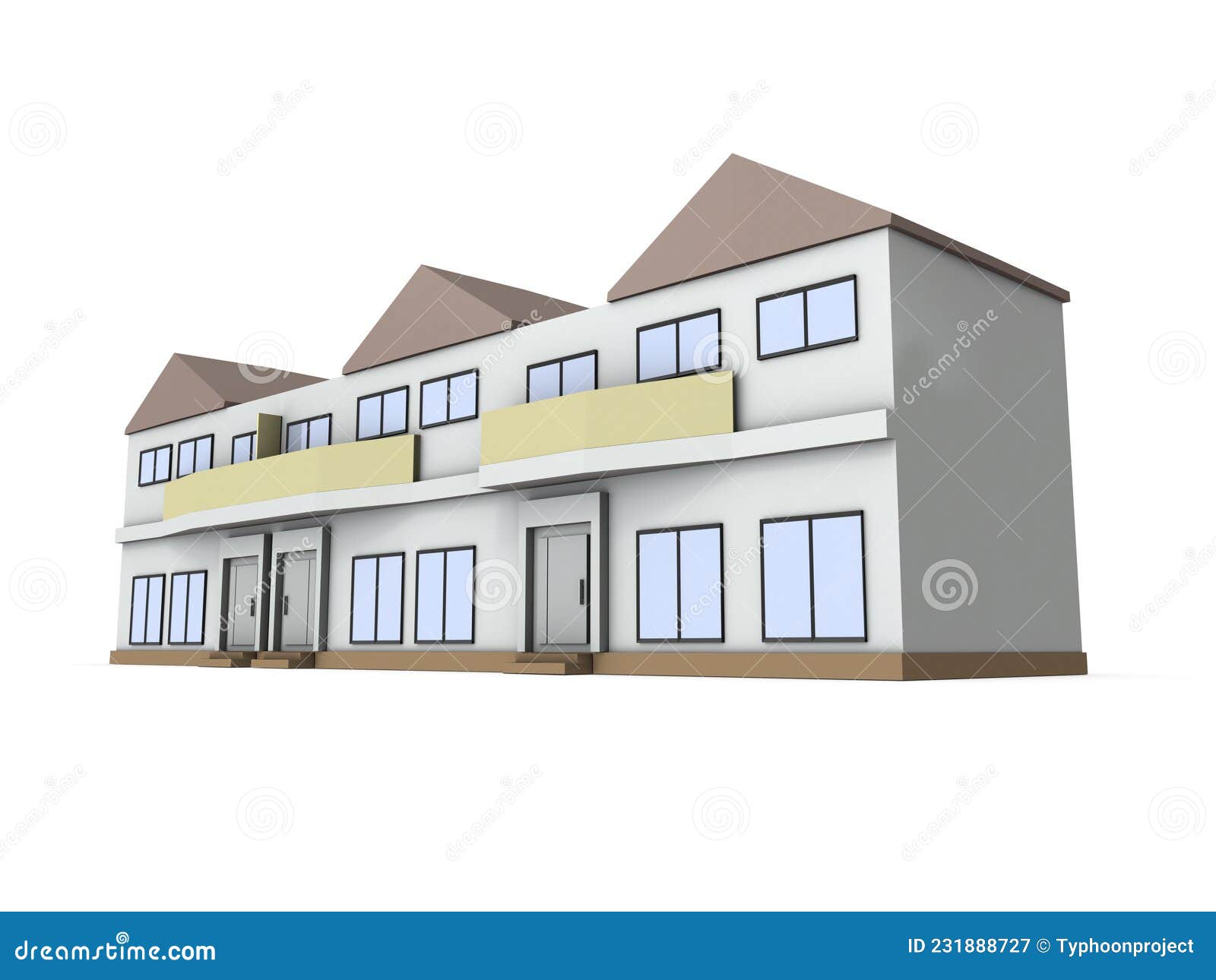 Architectural Model of a Terraced House. White Background Stock ...