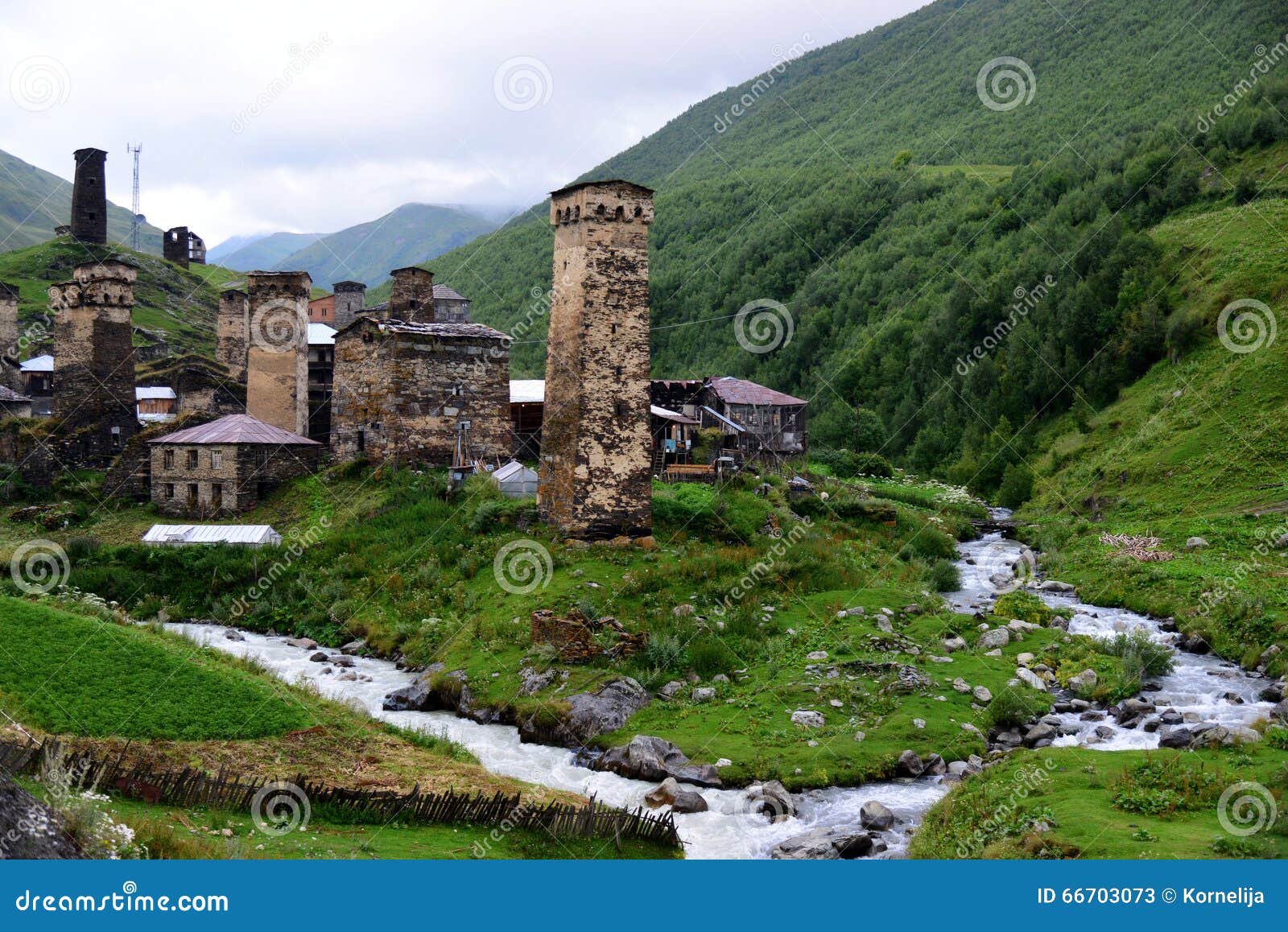 Architectural Monuments of Upper Svanetia Stock Image - Image of meadow ...