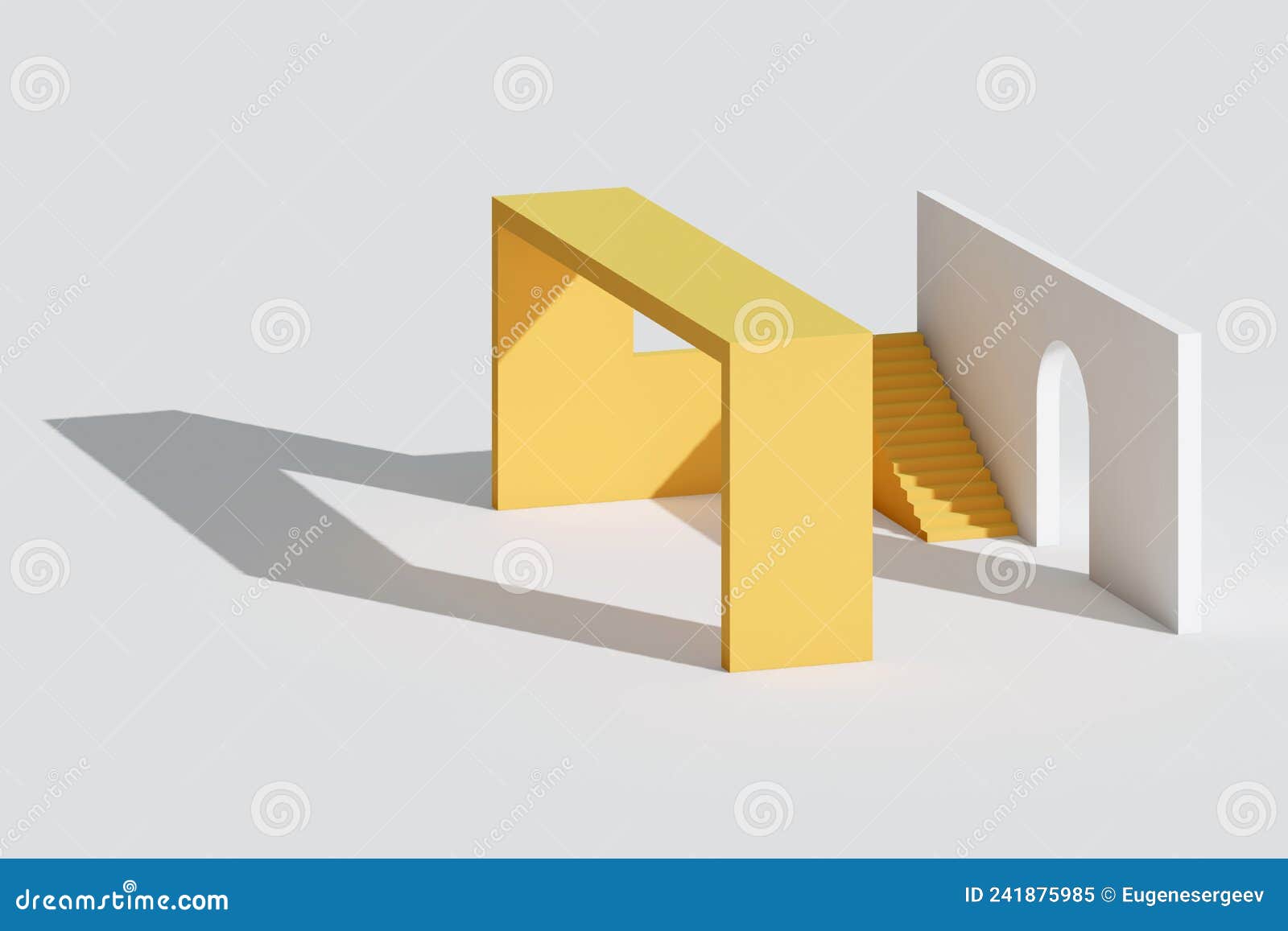 Architectural Object on Light Gray Background, Room Block 3 D Stock ...