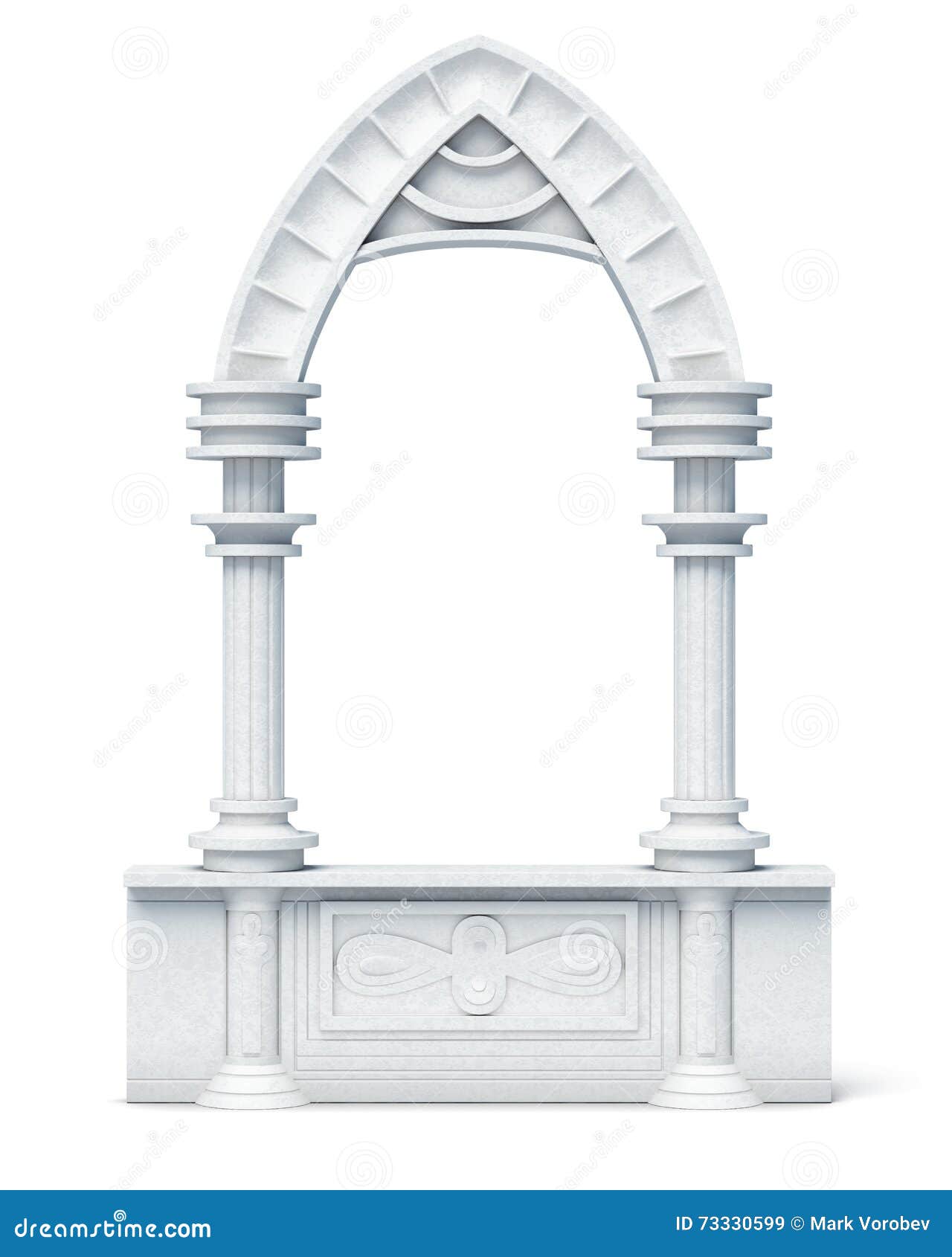 Architectural Objects Columns Arch Parapet Balustrade On Wh Royalty ...