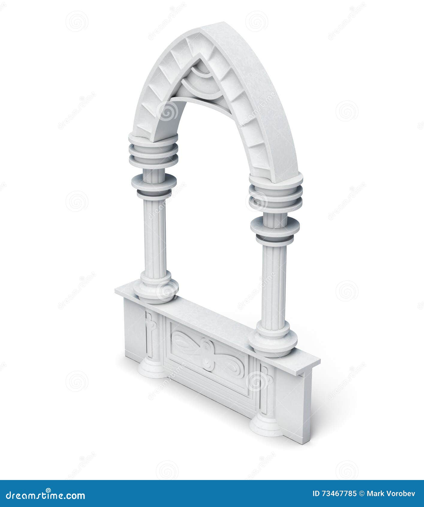 Architectural Objects Columns Arch Parapet Balustrade on Wh Stock ...