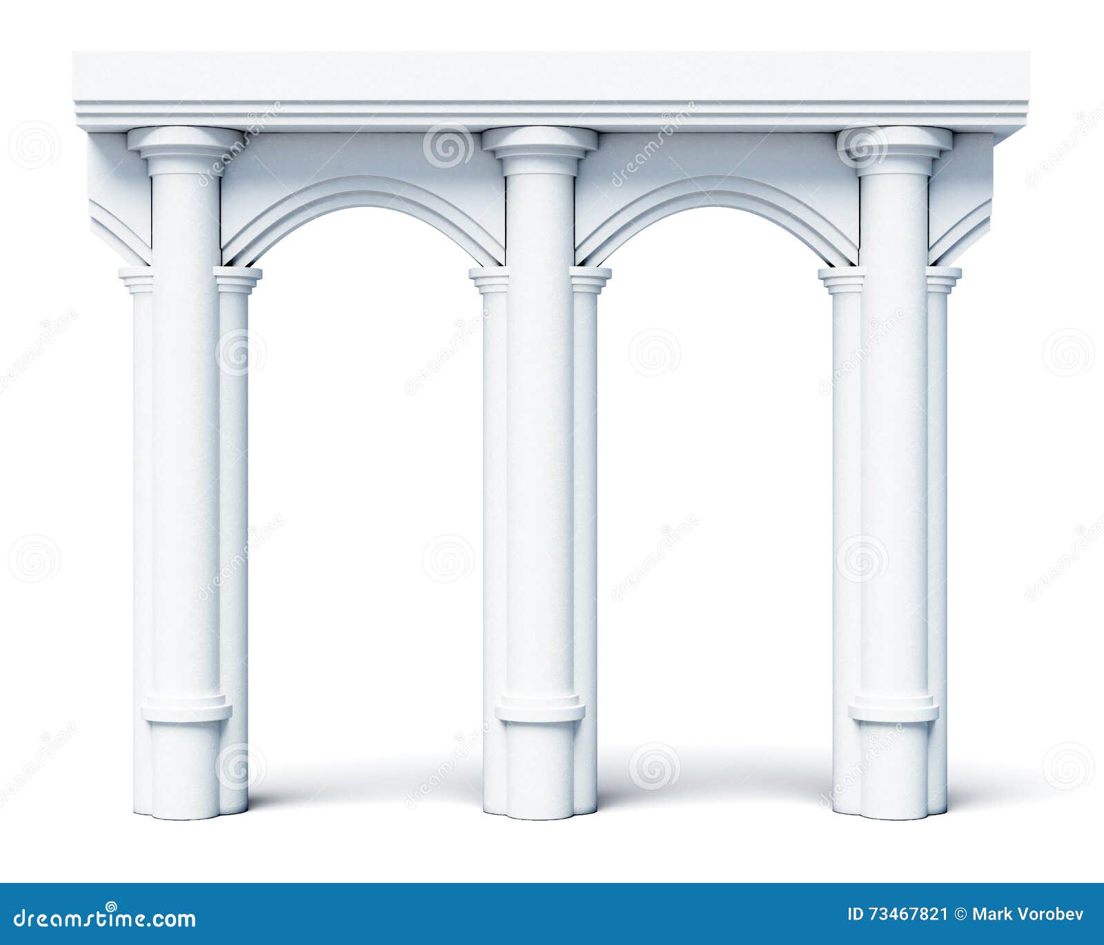 Architectural Objects Columns Arches on White Background. 3d Rendering ...