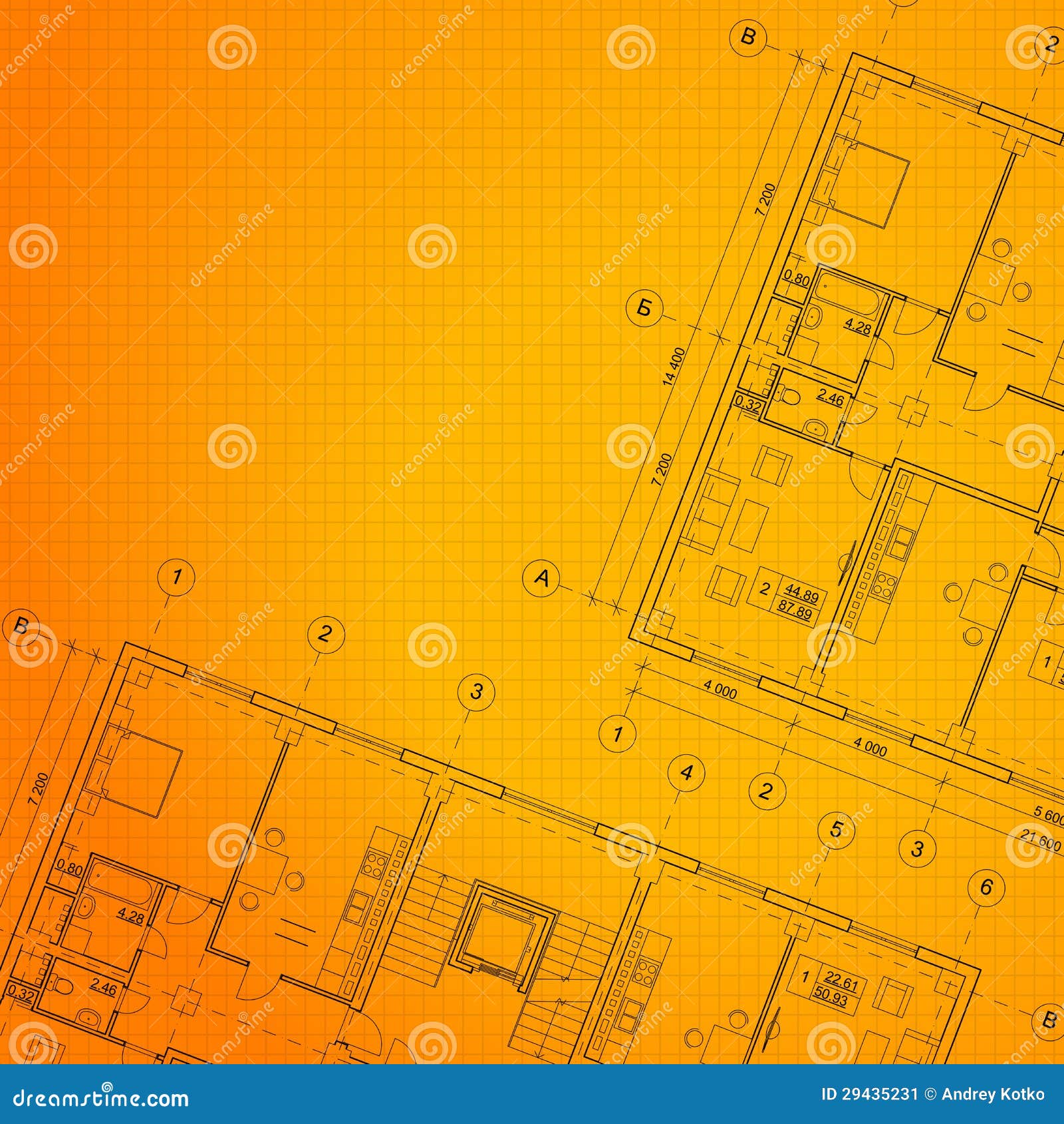 Architectural Orange Background. Stock Vector - Illustration of detail ...