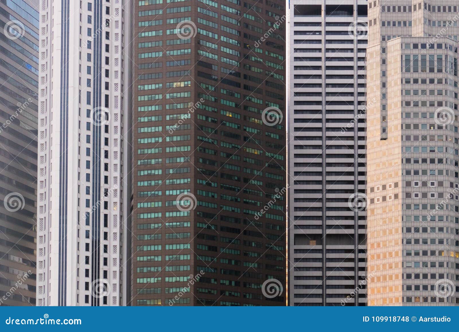 Skyscraper Pattern on Modern Business Building in Singapore Stock Photo ...