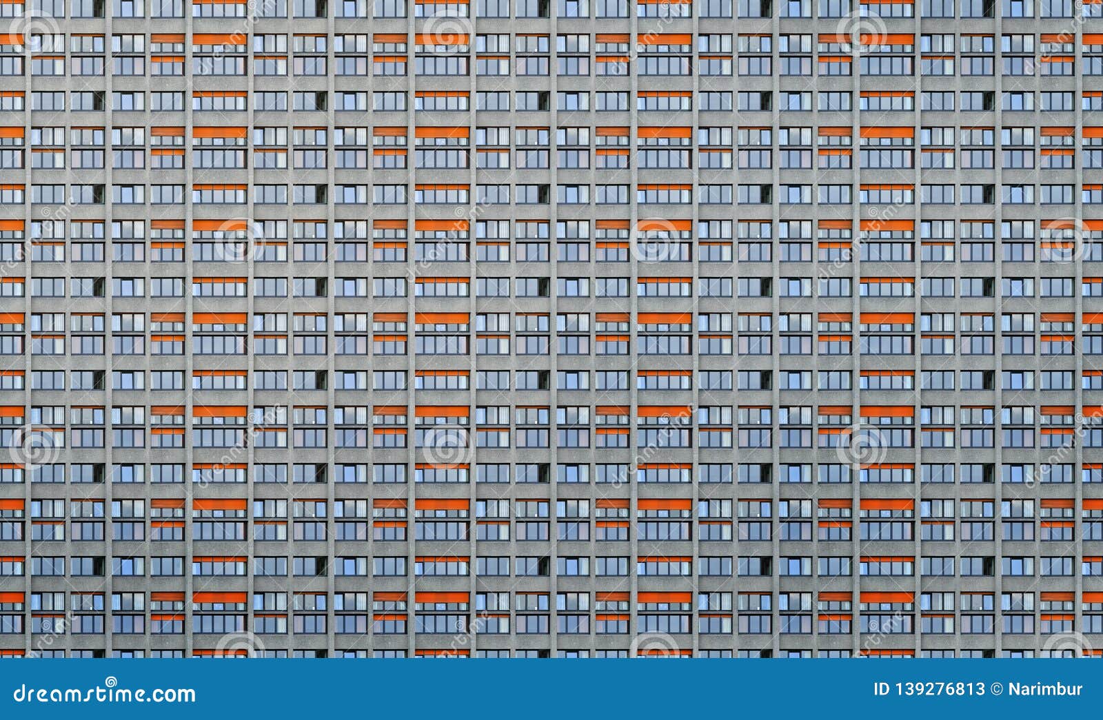 Window Facade with Orange Shutters of a Skyscraper Stock Image - Image ...