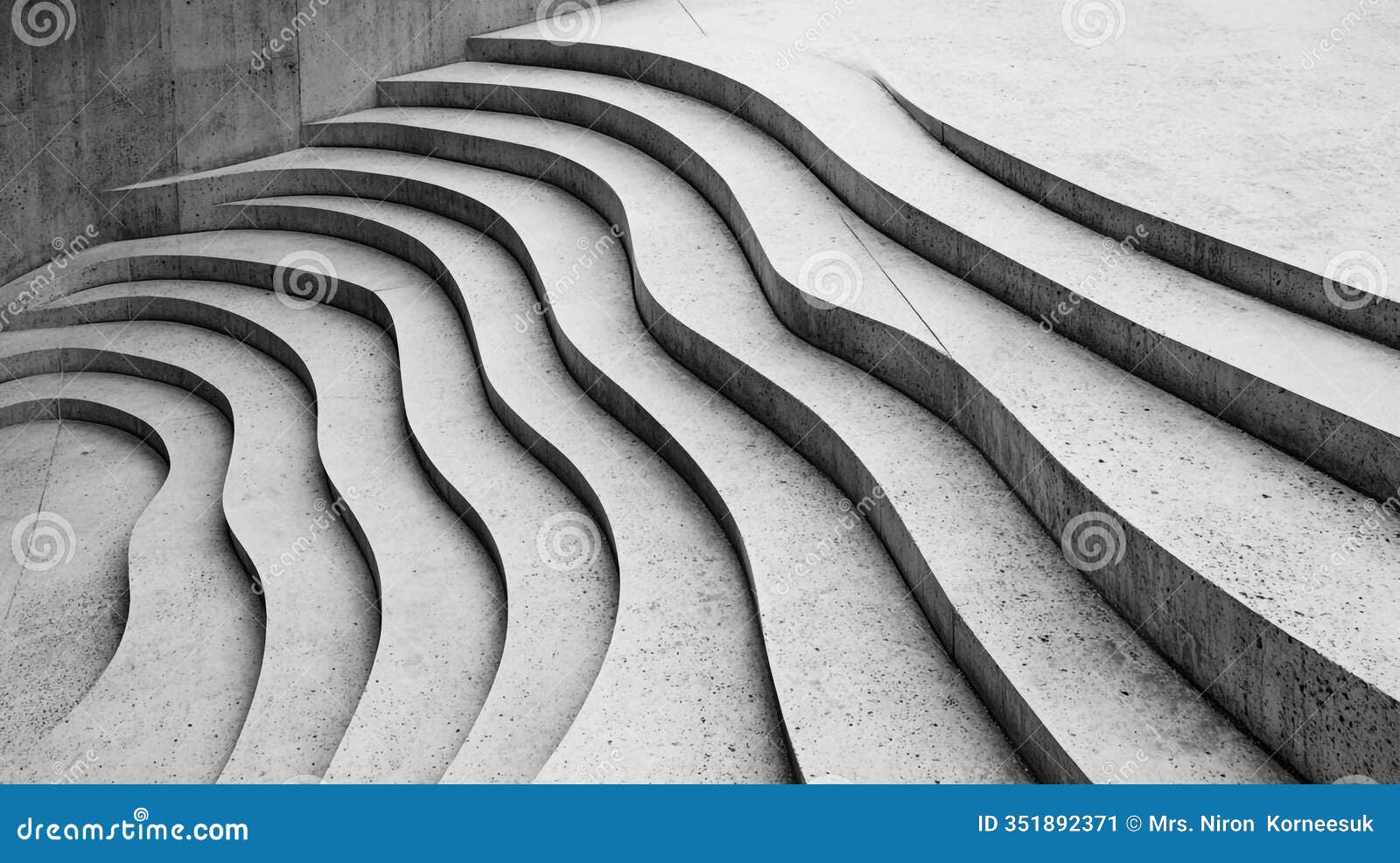 Architectural Patterns of Curved Concrete Steps in a Minimalist Space ...