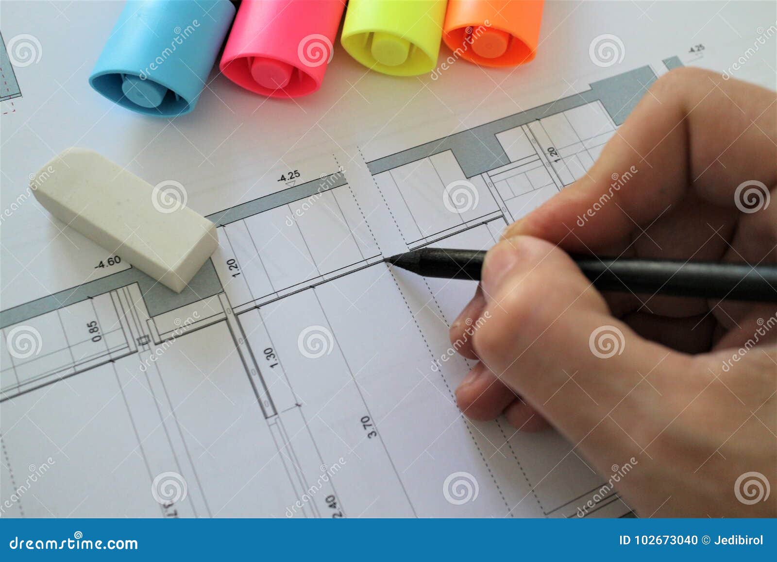Architectural Pencil Drawing Plan Project Stock Photography ...