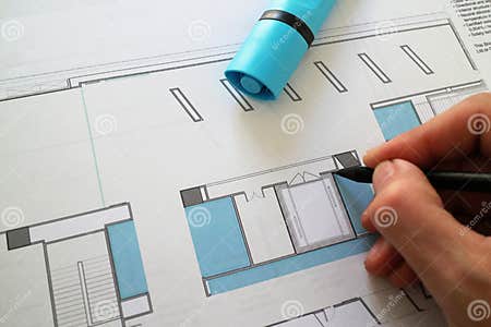 Architectural Pencil Drawing Plan Project Stock Photo - Image of pencil ...