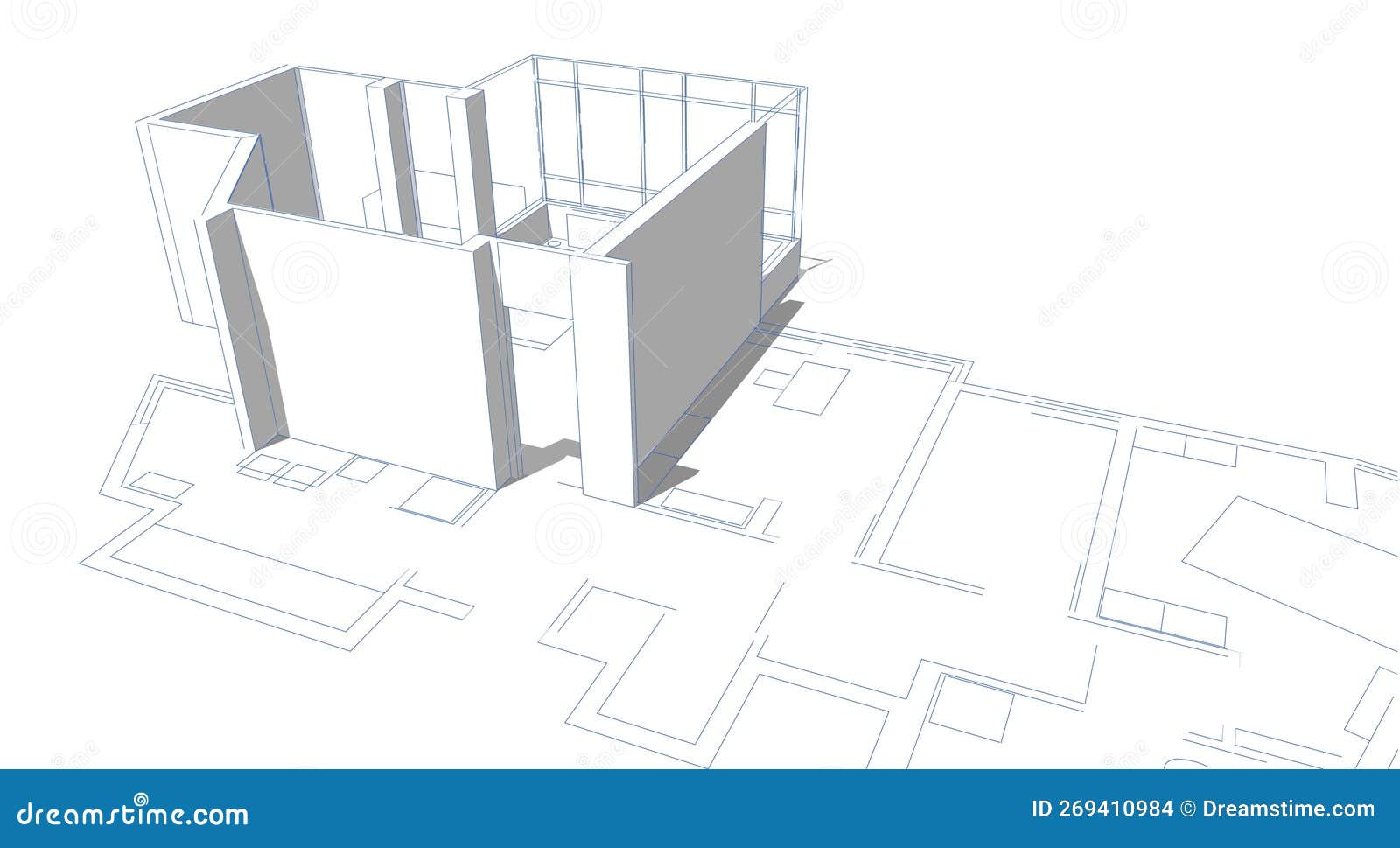 Architectural Perspective, 3d Illustration of a House Plan Both 2d and ...