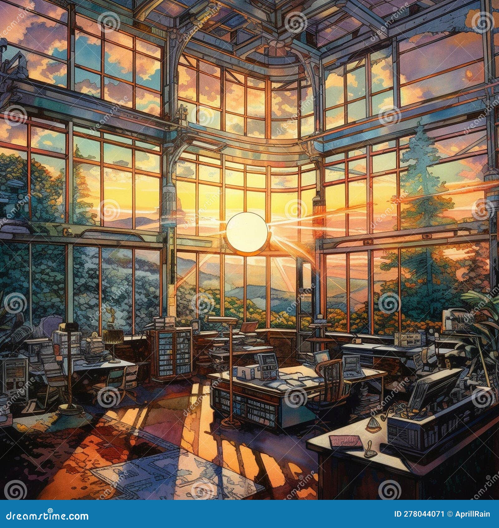 Architectural Perspective of the Library. Clear Lines, Bright Colors ...