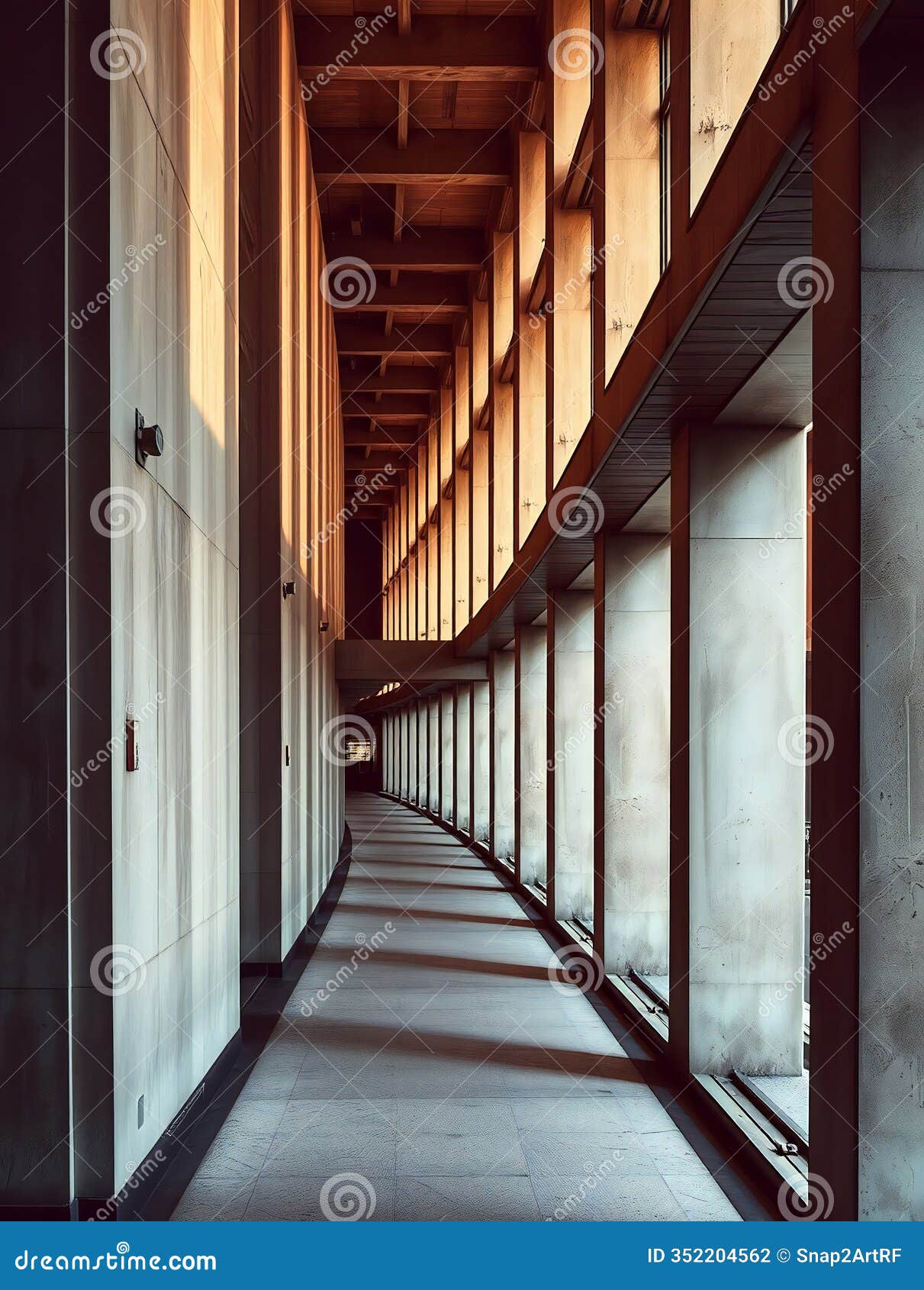 An Architectural Photograph Showcasing a Curved Modern Corridor with ...