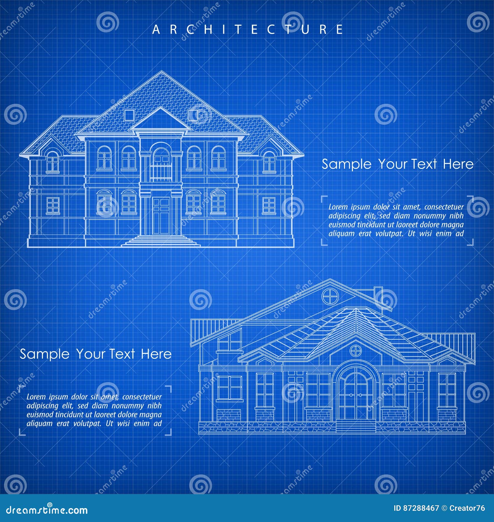 Architectural Plan of Building with Specification Stock Vector ...