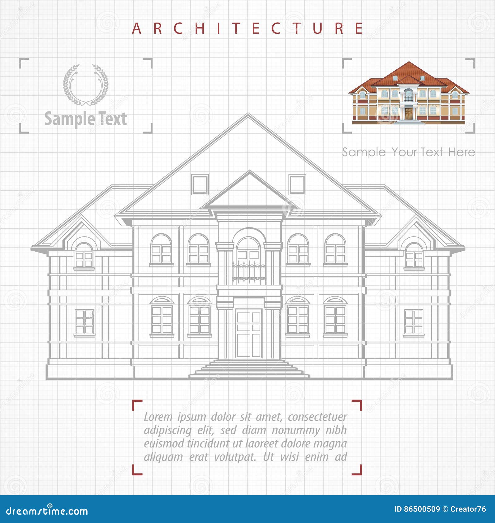 Architectural Plan of Building with Specification Stock Vector ...