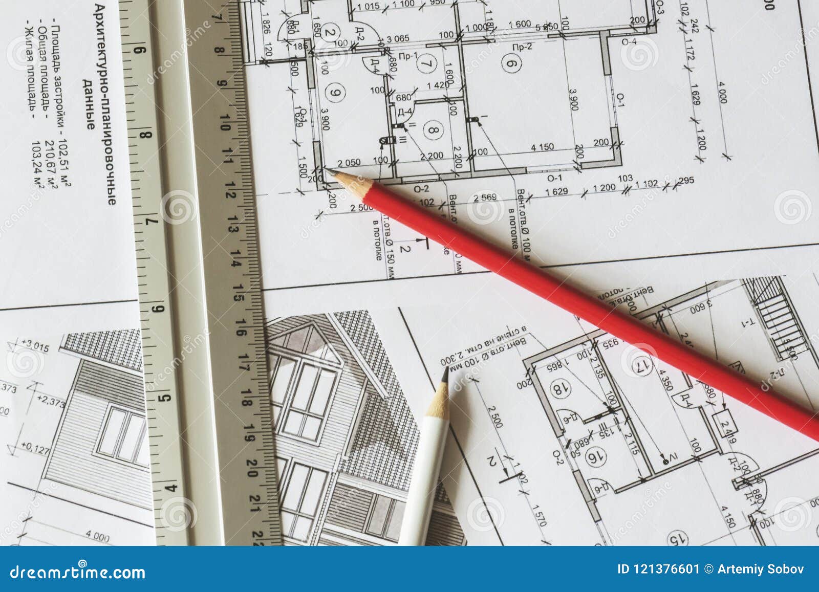 The Architectural Plan of the House is Printed on a White Sheet of ...