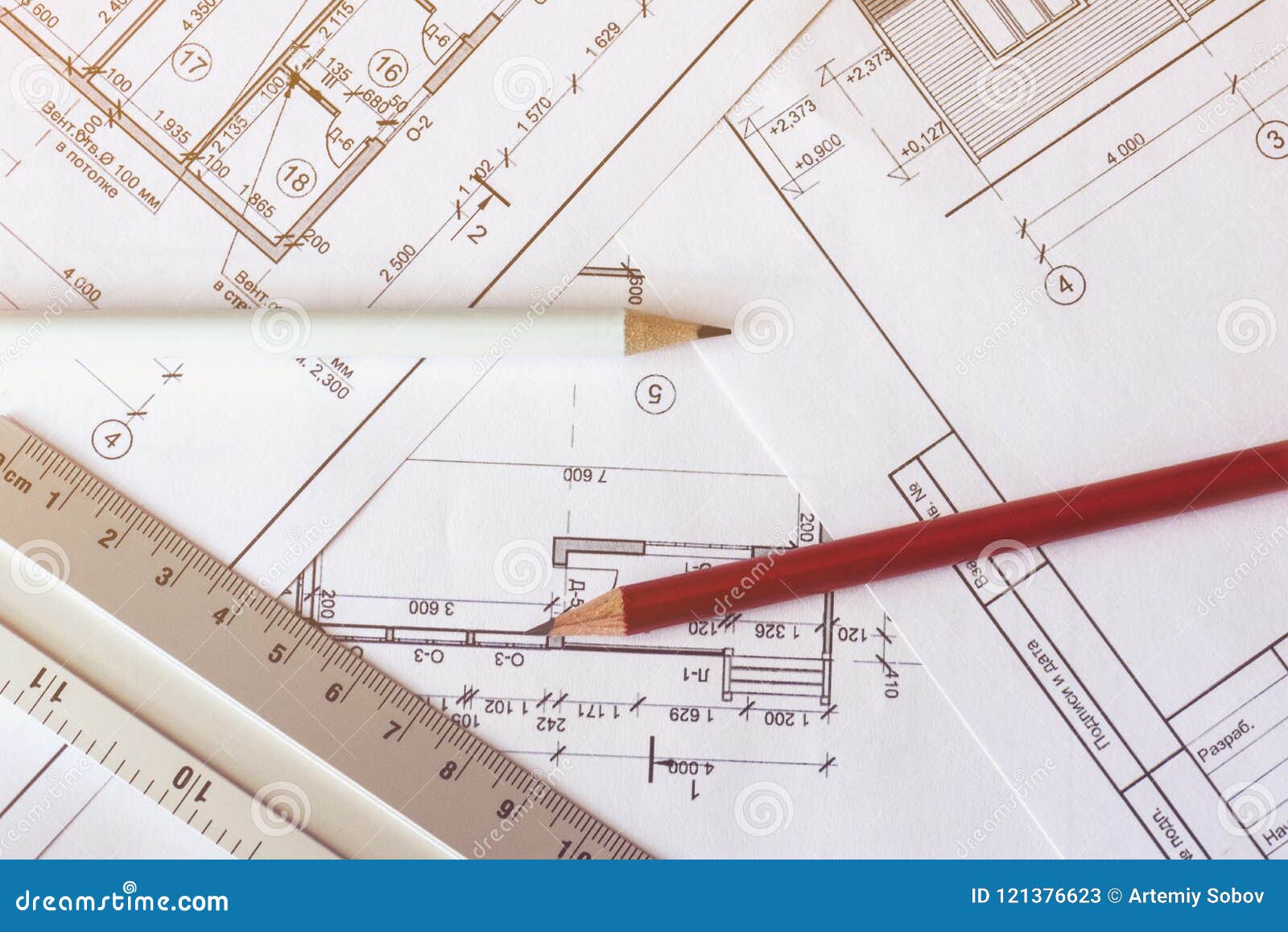 The Architectural Plan of the House is Printed on a White Sheet of ...