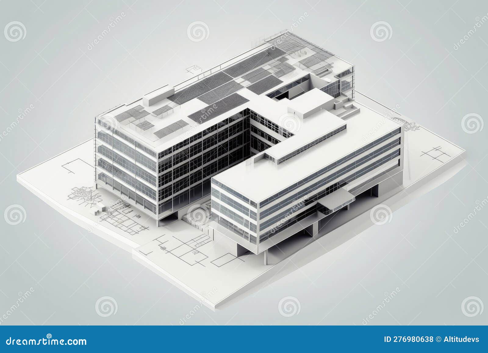 Isometric And Axonometric Floor Plans Of Modern Office Building, With ...
