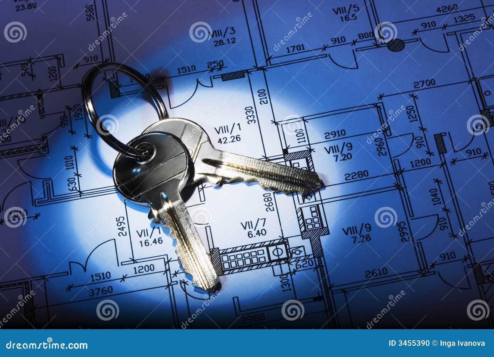 Architectural Plan and Keys Stock Photo - Image of macro, contrast: 3455390