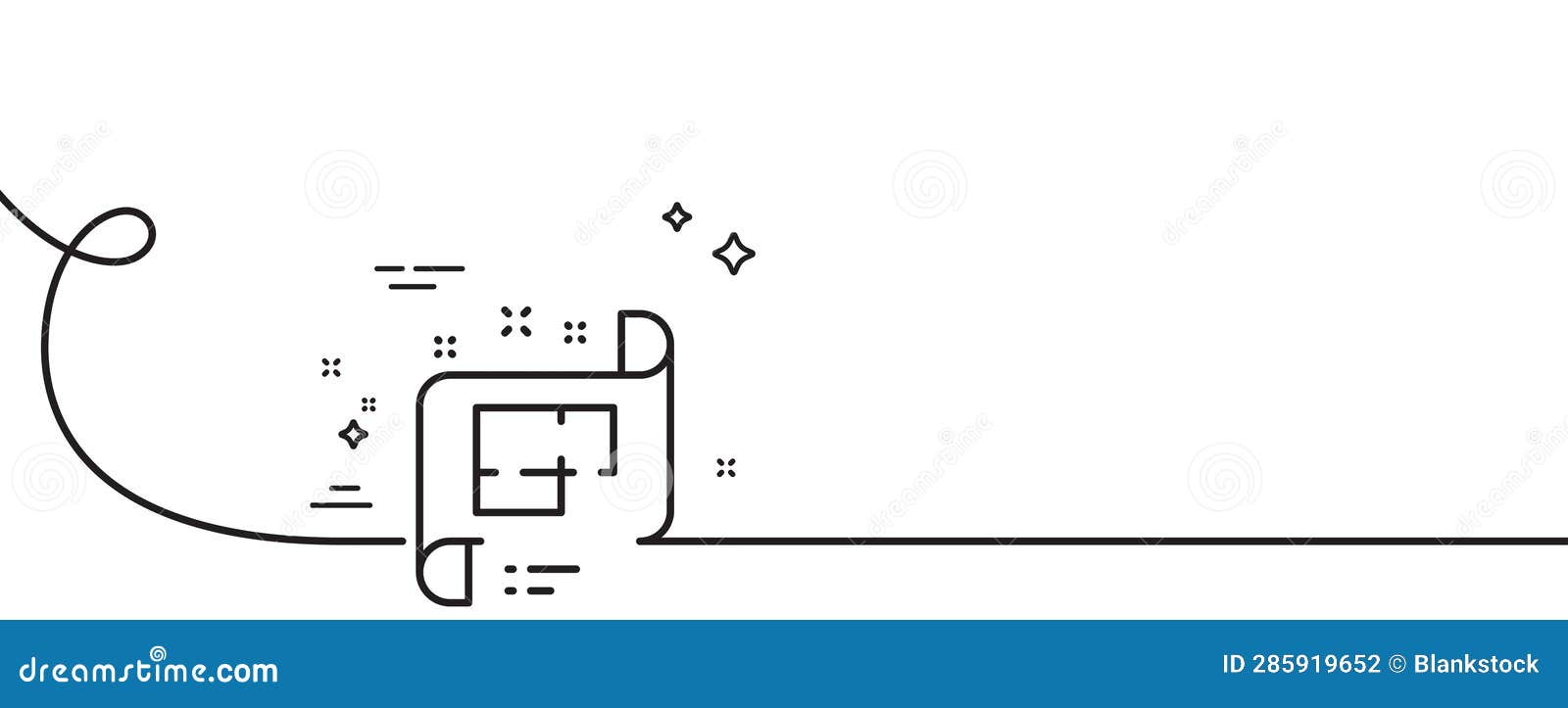Architectural Plan Line Icon. Technical Project Sign. Continuous Line ...