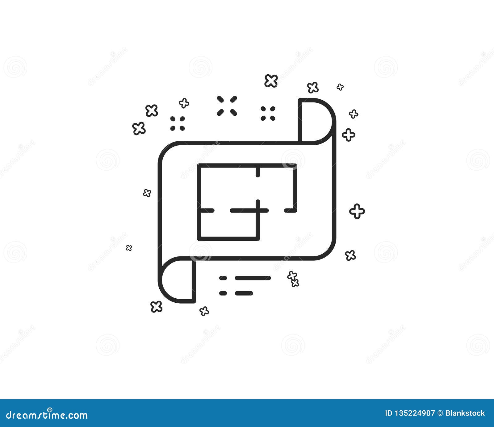 Architectural Plan Line Icon. Technical Project Sign. Vector Stock ...