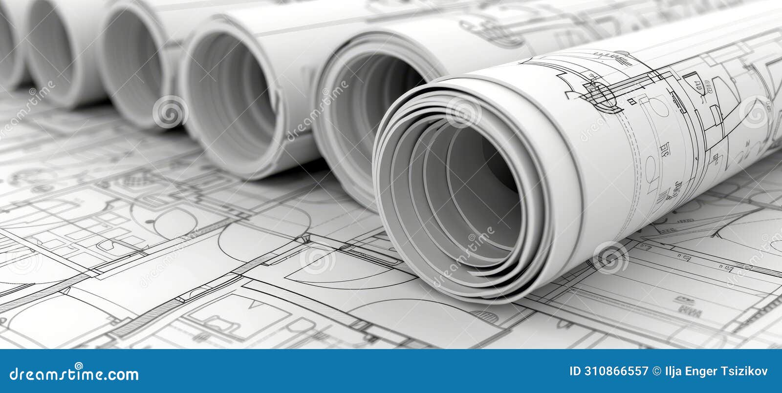 Architectural Plan Roll with Detailed Technical Project Drawing for ...