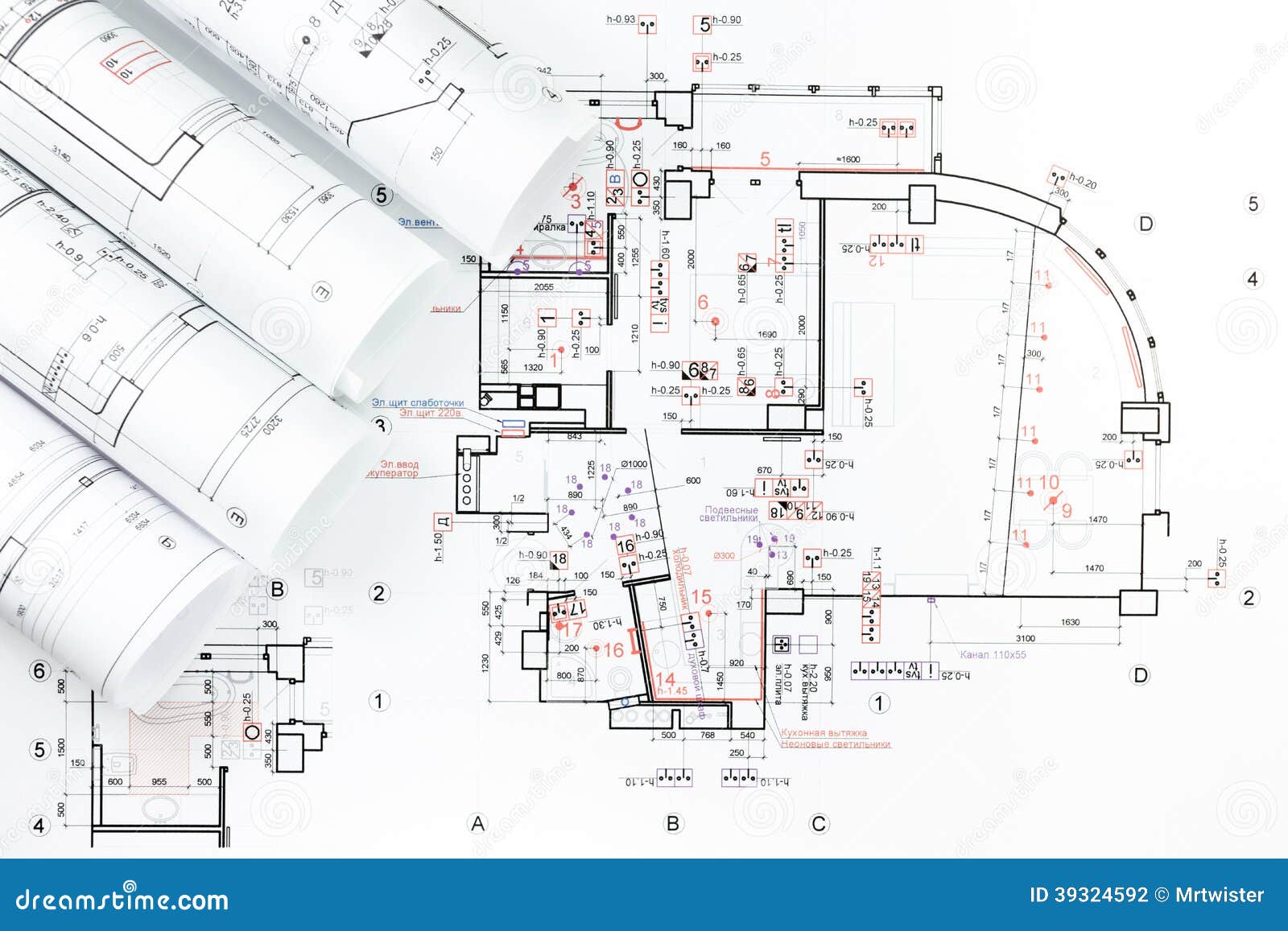 Architectural plan stock photo. Image of document, detail - 39324592