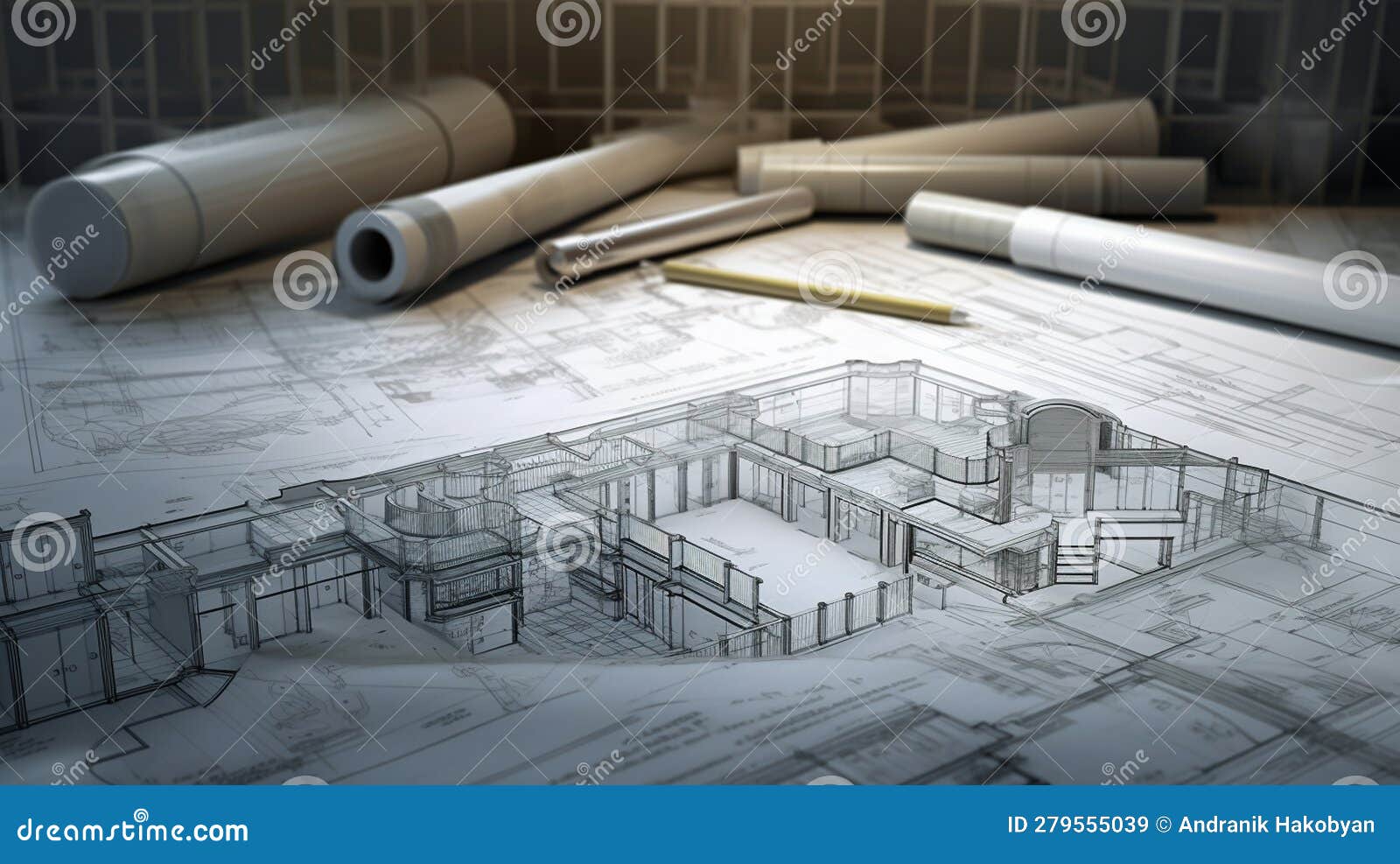 Architectural Plan, Technical Project Drawing. Generative Ai Stock ...