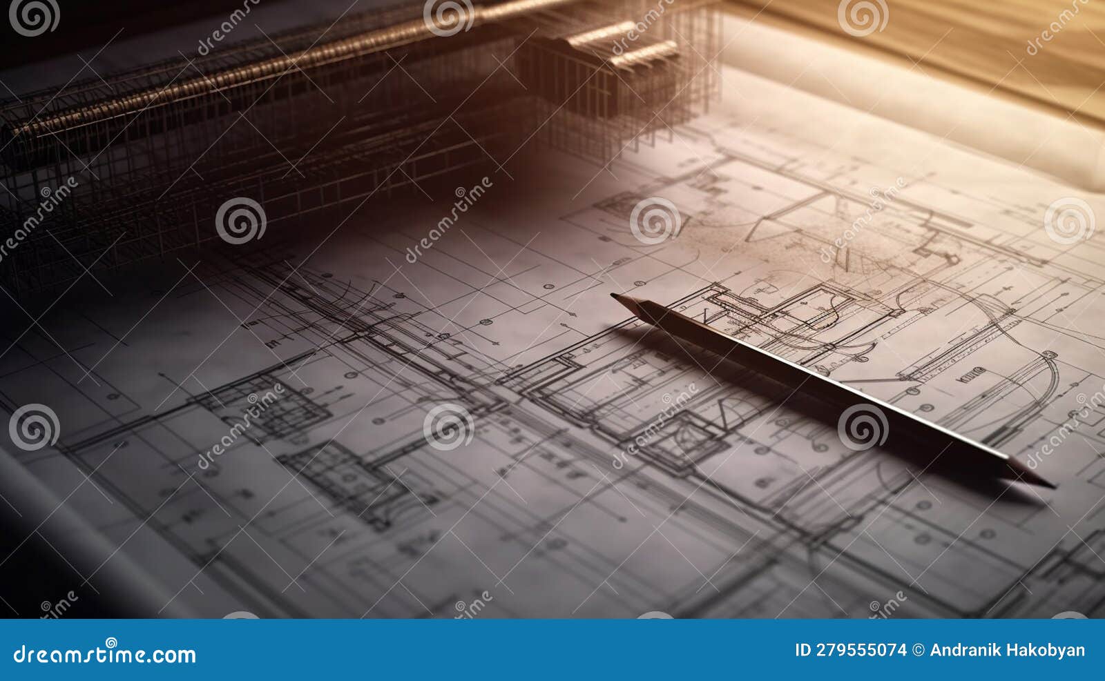 Architectural Plan, Technical Project Drawing. Generative Ai Stock ...