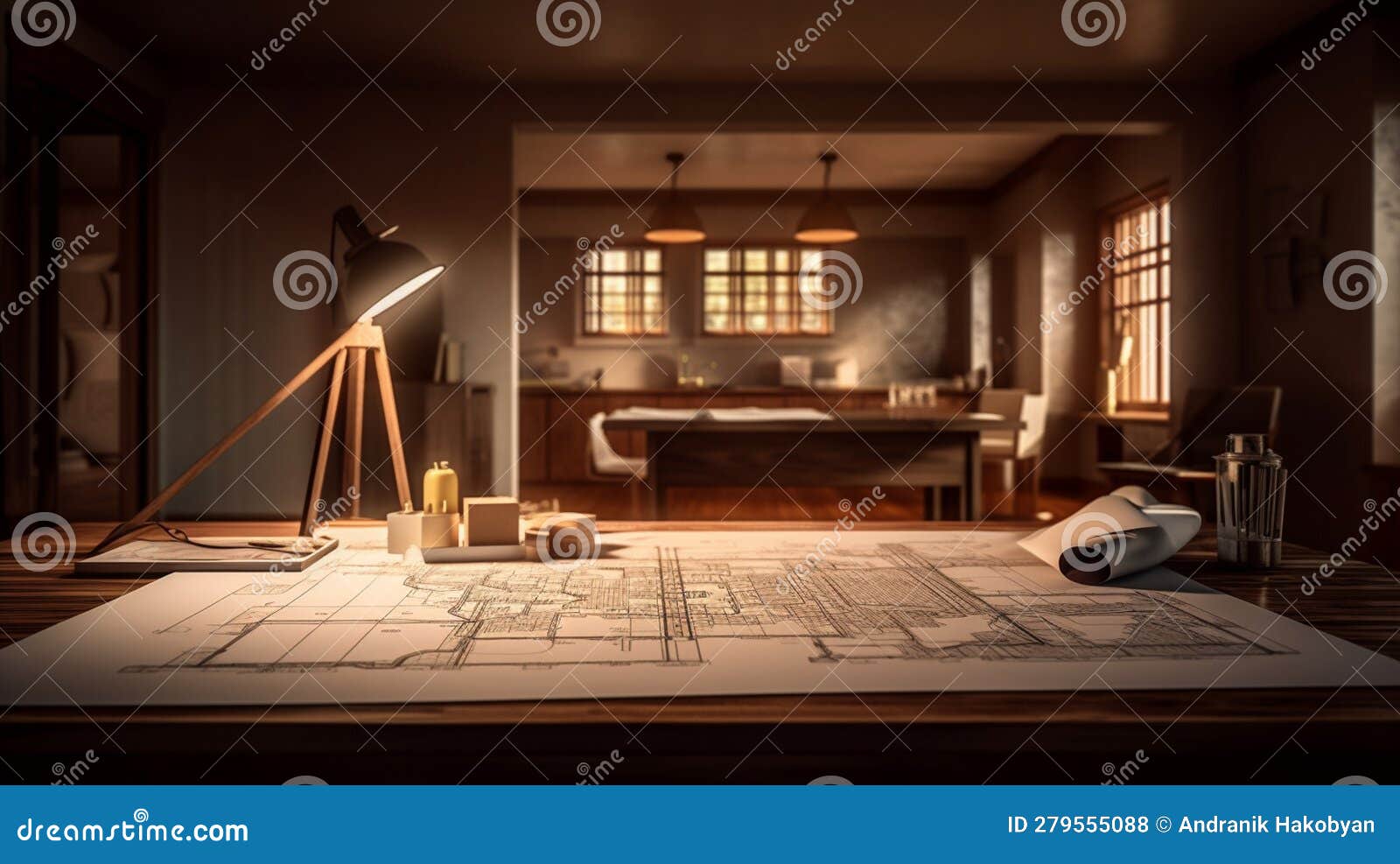 Architectural Plan, Technical Project Drawing. Generative Ai Stock ...