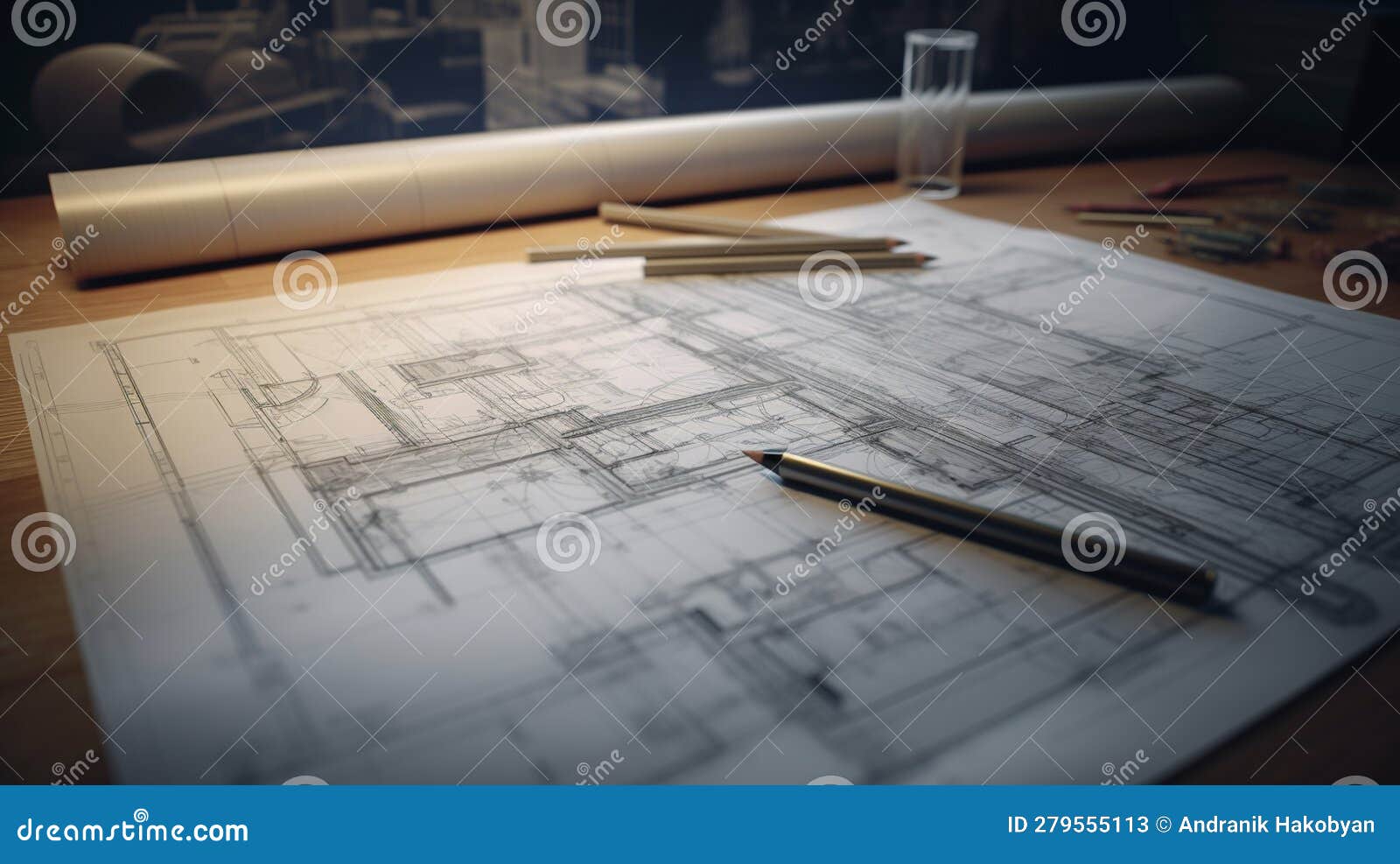 Architectural Plan, Technical Project Drawing. Generative Ai Stock ...