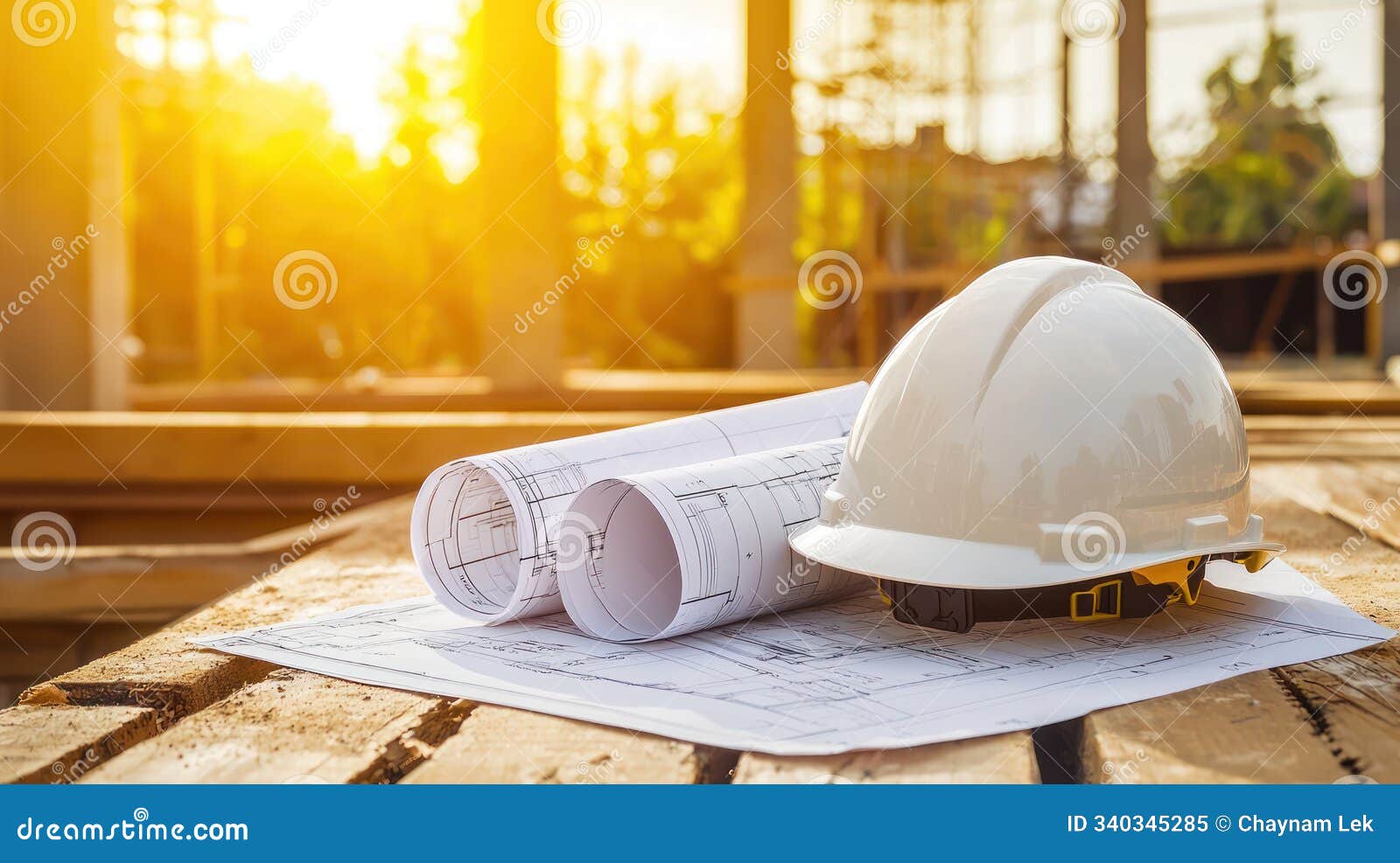 Architectural Planning on a Sunny Construction Site Stock Illustration - Illustration of ...