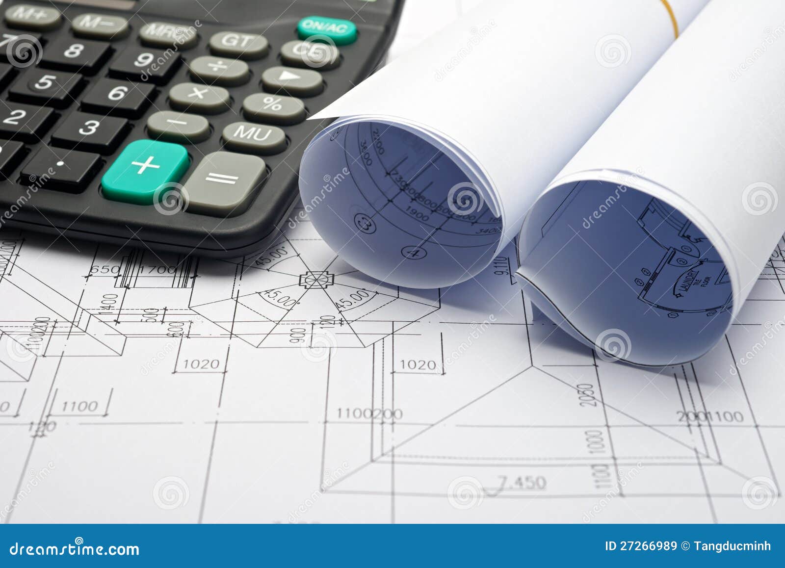 Architectural Plans and Calculator Stock Image - Image of shape, lines ...