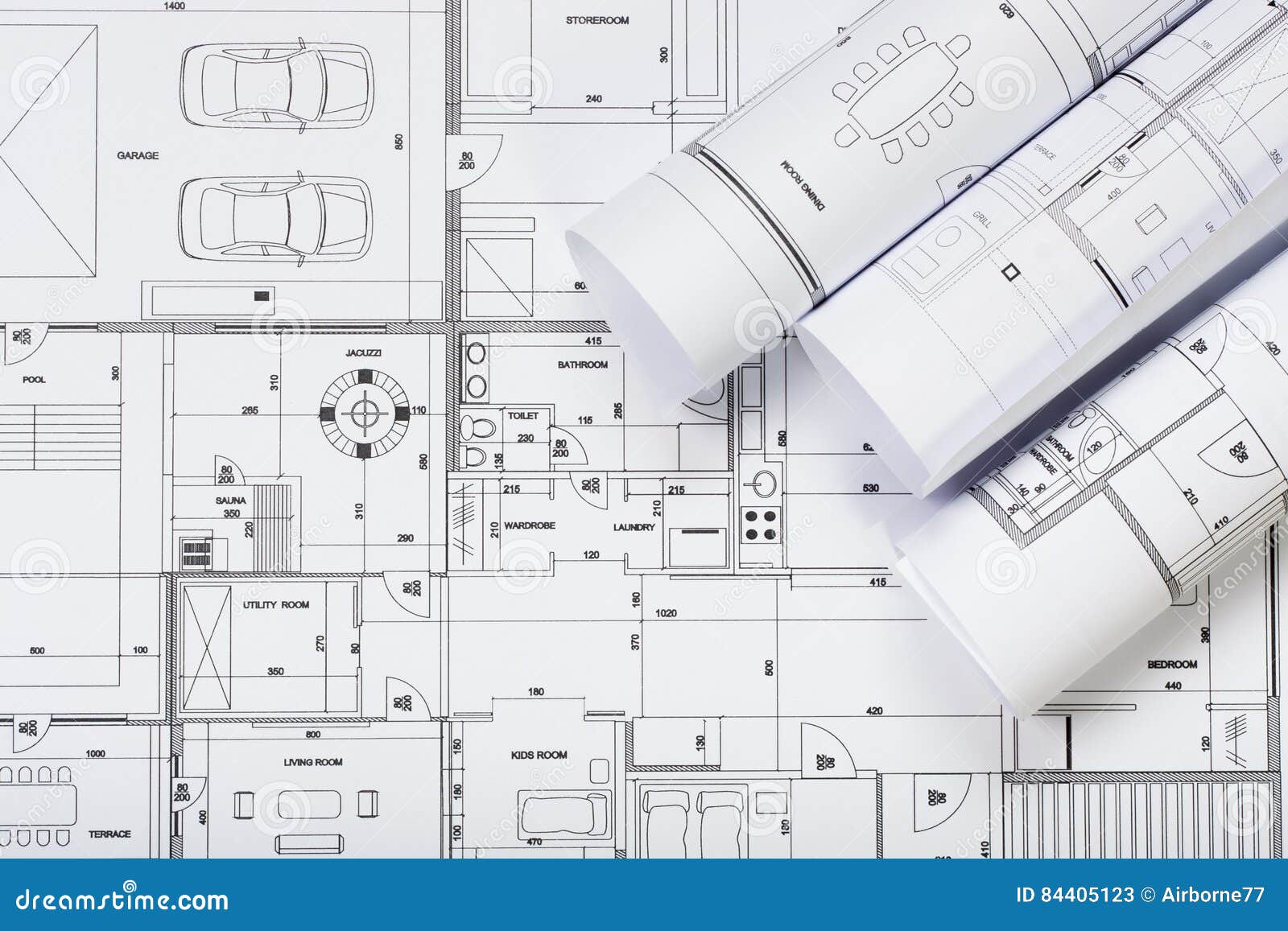 Architectural plans stock image. Image of built, drawing - 84405123