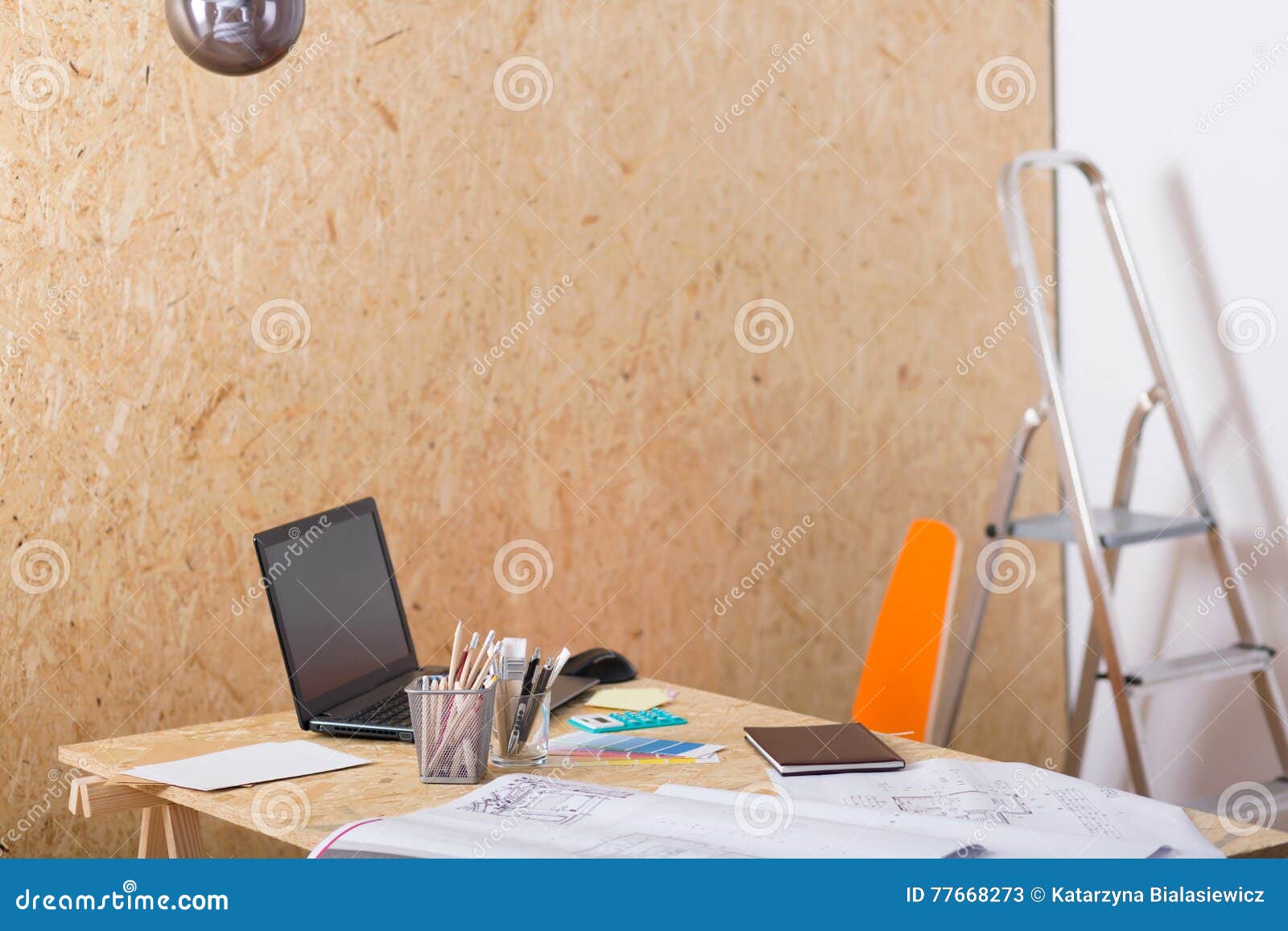 Architectural Plans on Desk Stock Image - Image of space, computer ...